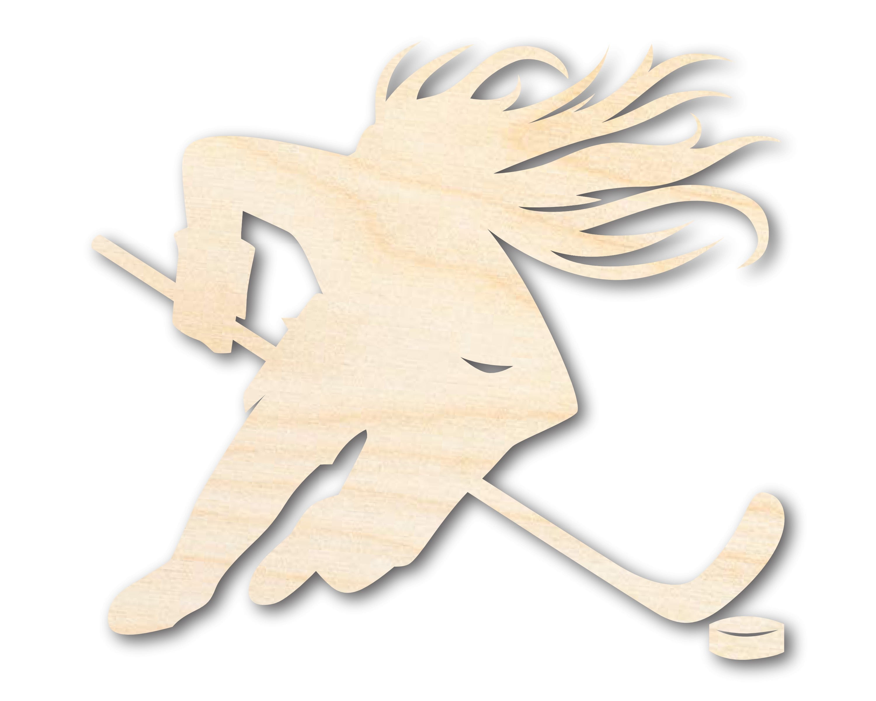 Unfinished Wood Hockey Player Female Shape | DIY Craft Cutout | up to ...