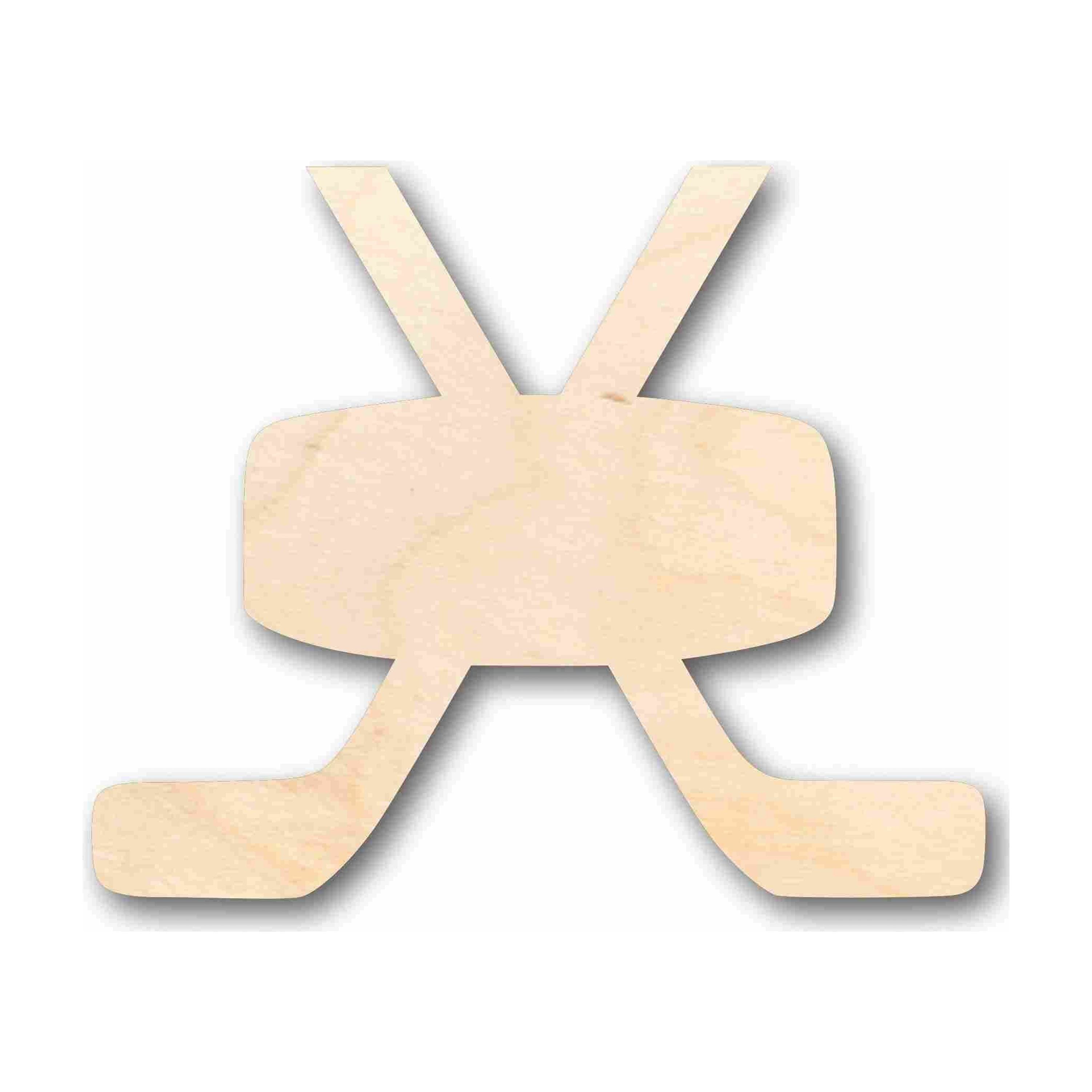 Unfinished Wood Hockey Sticks Pair with Puck Silhouette - Craft- up to ...