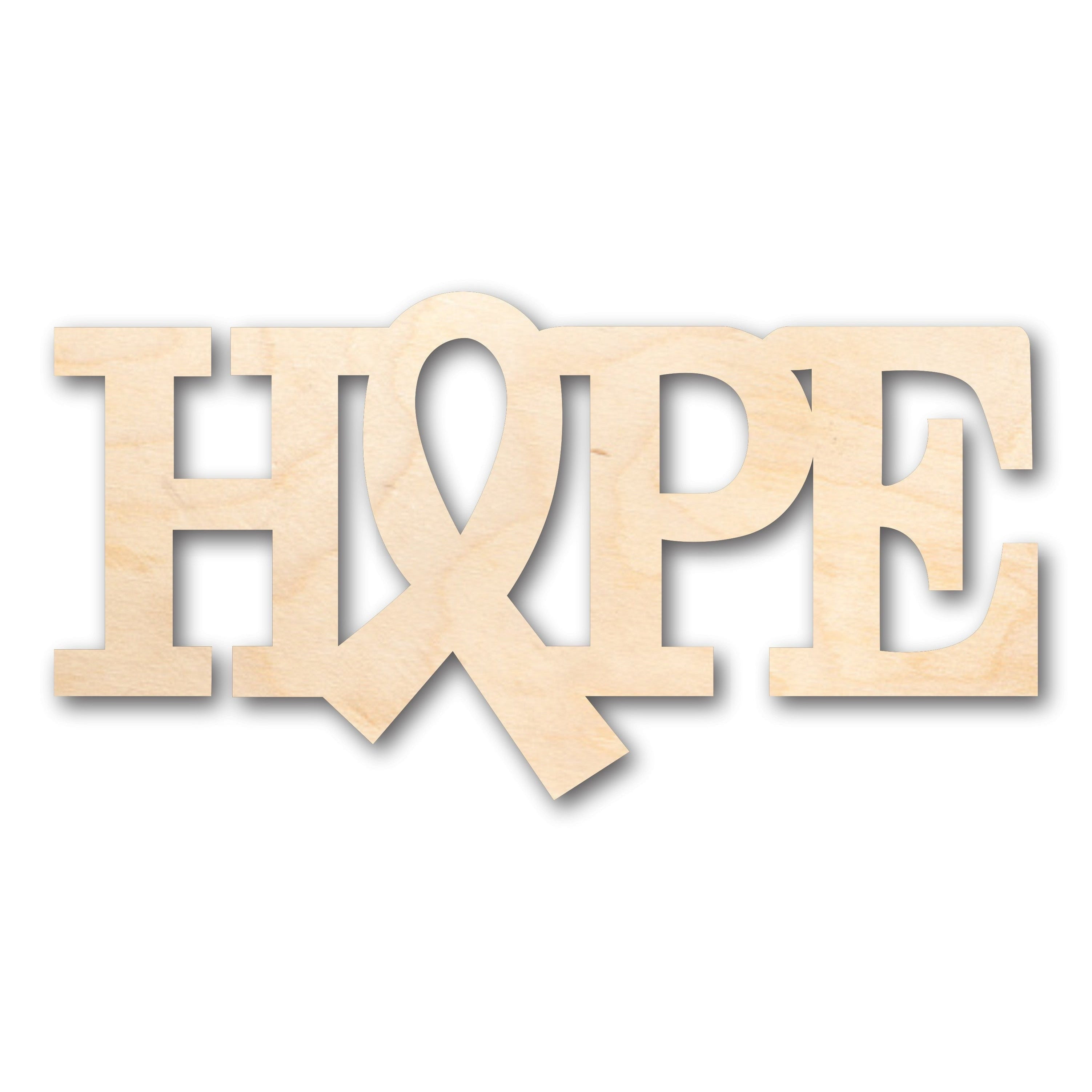 Unfinished Wood Hope Ribbon Script Shape - Craft - up to 46" DIY 8" / 1 ...