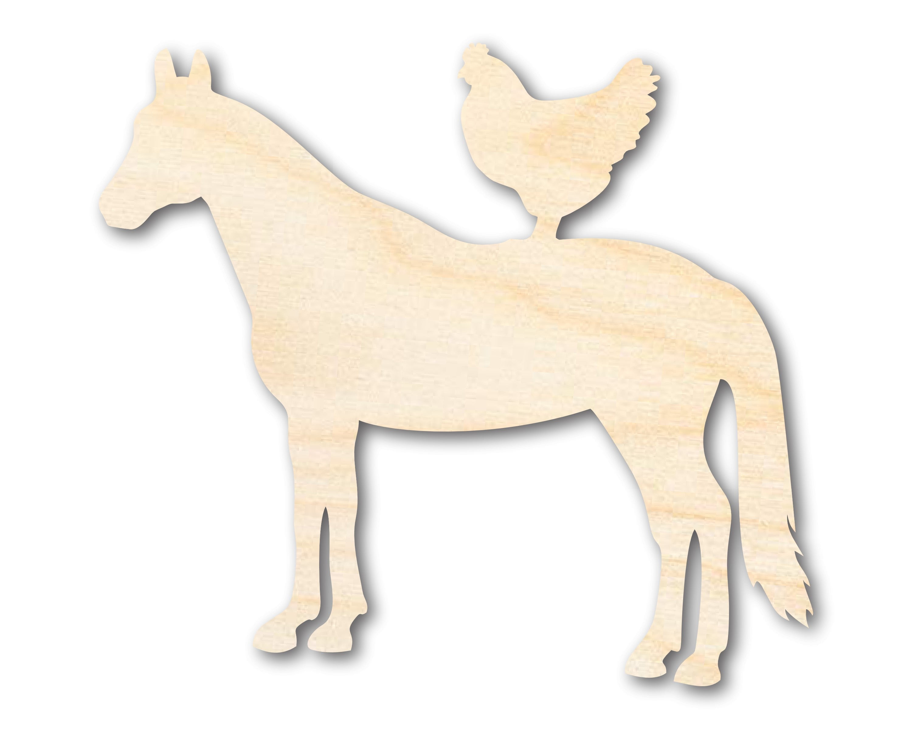 Unfinished Wood Horse and Chicken Shape - Farm Craft - up to 46" DIY 36 ...