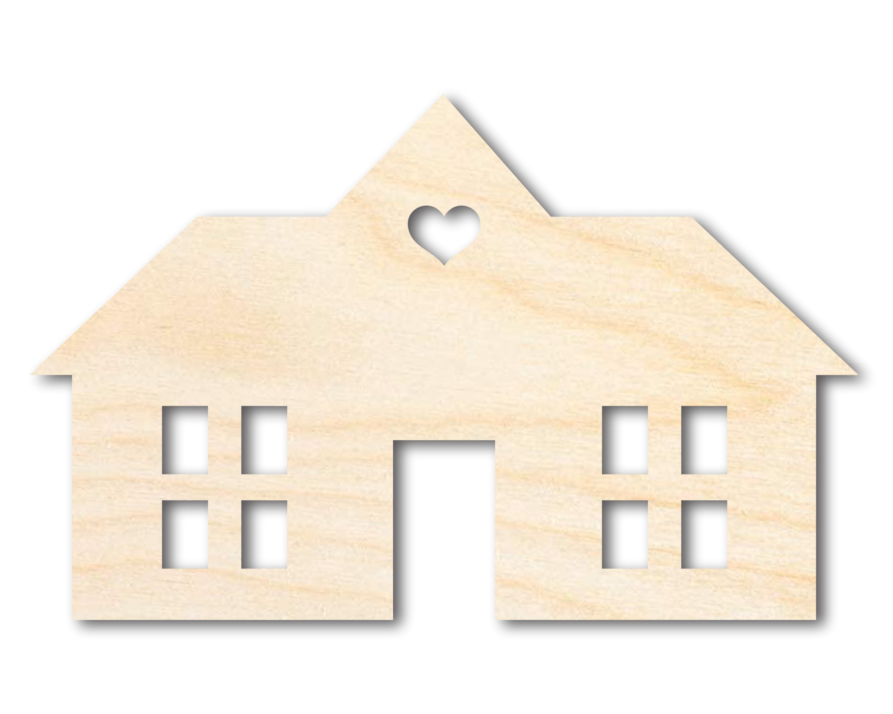 Unfinished Wood House Silhouette Shape - Craft - up to 46" 4" / 1/4 ...