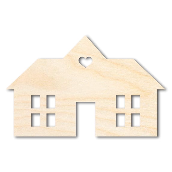Unfinished Wood House Silhouette Shape - Craft - up to 46" 5" / 1/2 ...