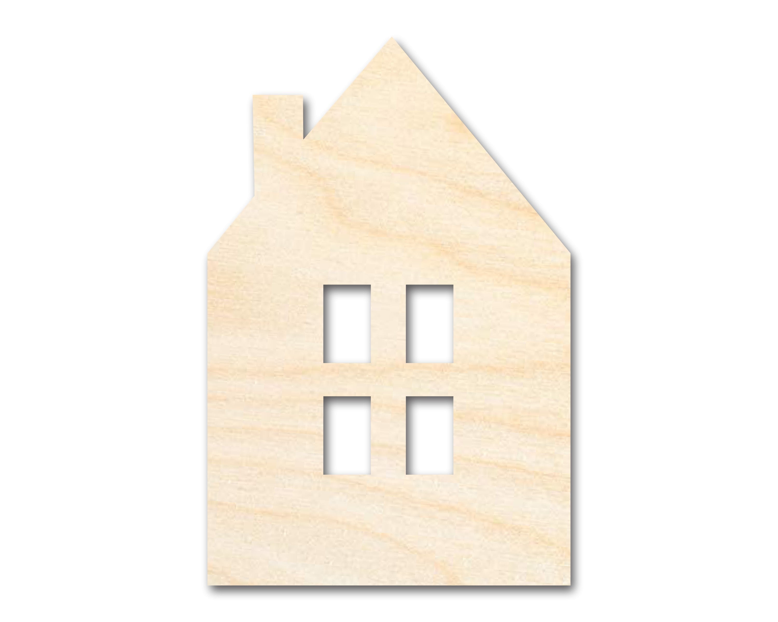 Unfinished Wood House Window Silhouette Shape | DIY Craft Cutout | Up ...