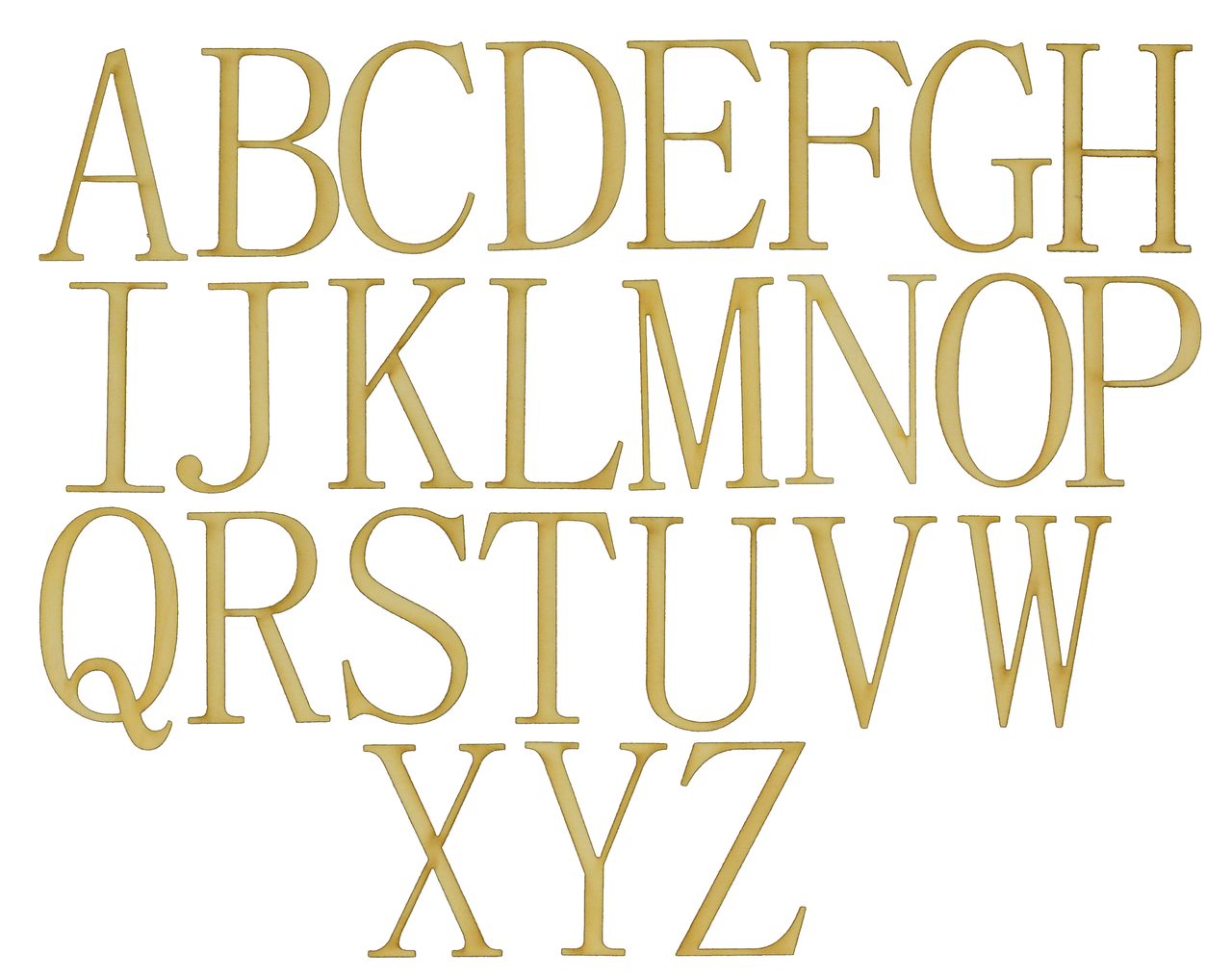 Unfinished Wood Letter Alphabet in FangSong Font (1" Tall (2 Full ...