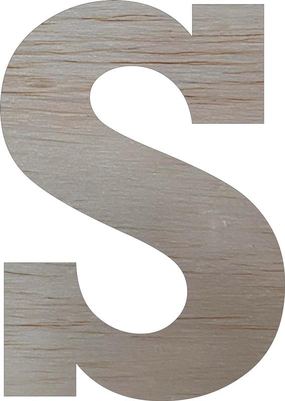 Unfinished Wood Letter S, Wooden 3'' Tall Craft Letter, Small Kids Art ...