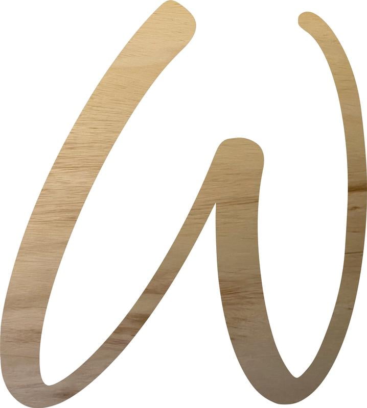 Unfinished Wood Letter, Script Letter W Paintable 4'' Alphabet, Kids ...