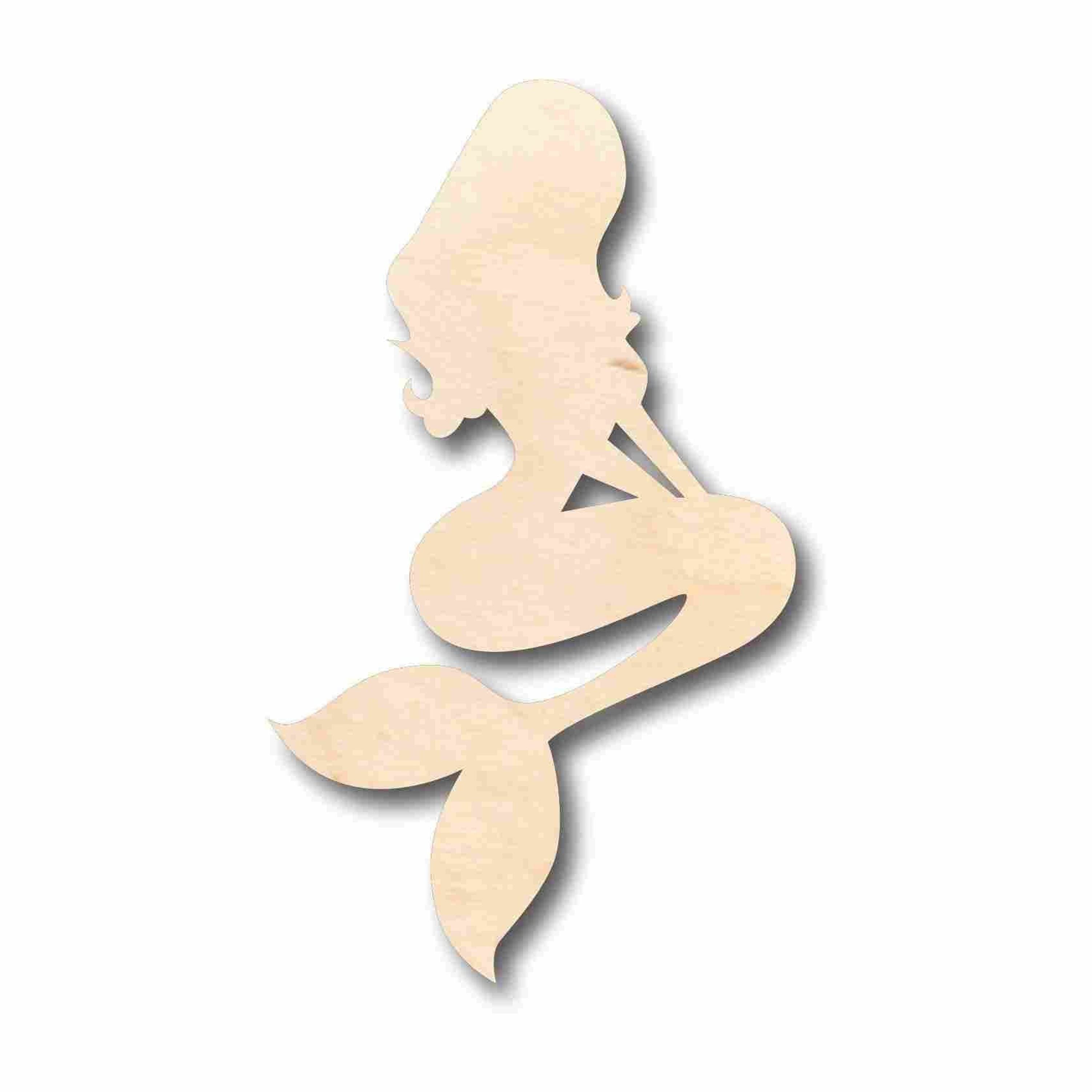 Unfinished Wood Mermaid Siren Silhouette - Craft- up to 46" DIY 42" / 3 ...