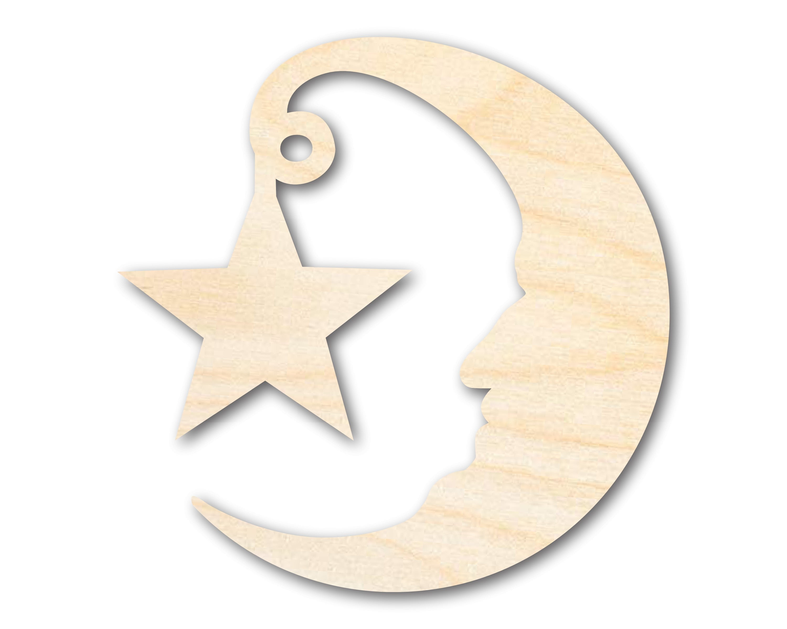 Unfinished Wood Moon and Star Silhouette Shape - Craft - up to 46" 30 ...