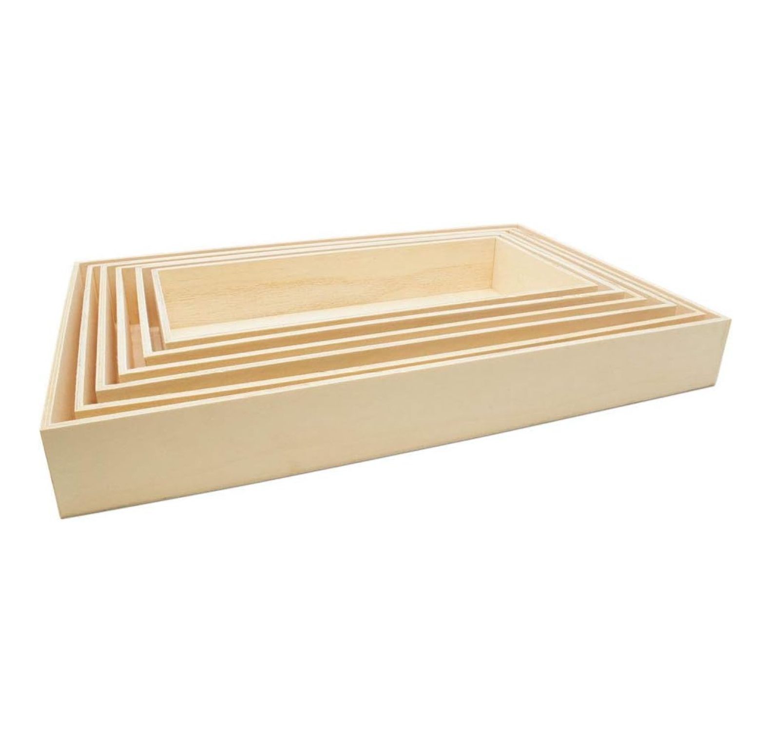 Unfinished Wood Nesting Trays, 2 Sets of 6 Wooden Crafting Trays, for ...