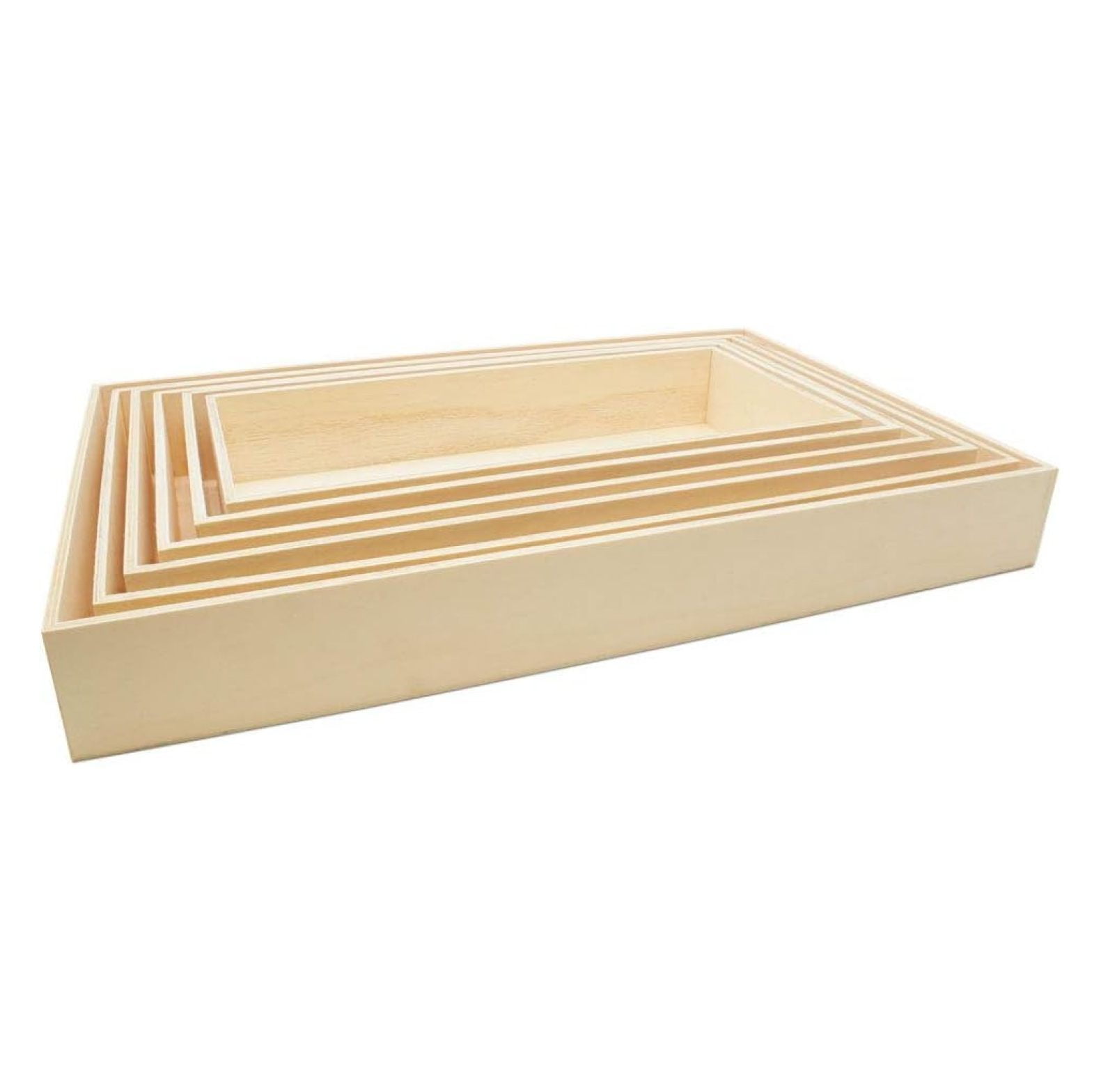 Unfinished Wood Nesting Trays, Set of 6 Wooden Crafting Trays, for ...