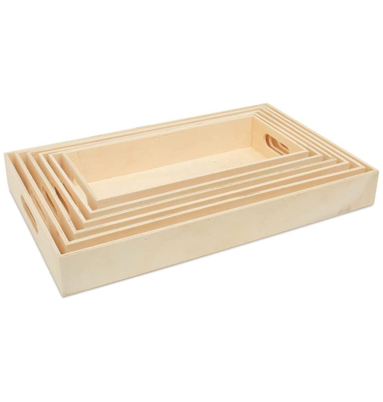 Unfinished Wood Nesting Trays with Handles, 2 Sets of 6 Trays for ...