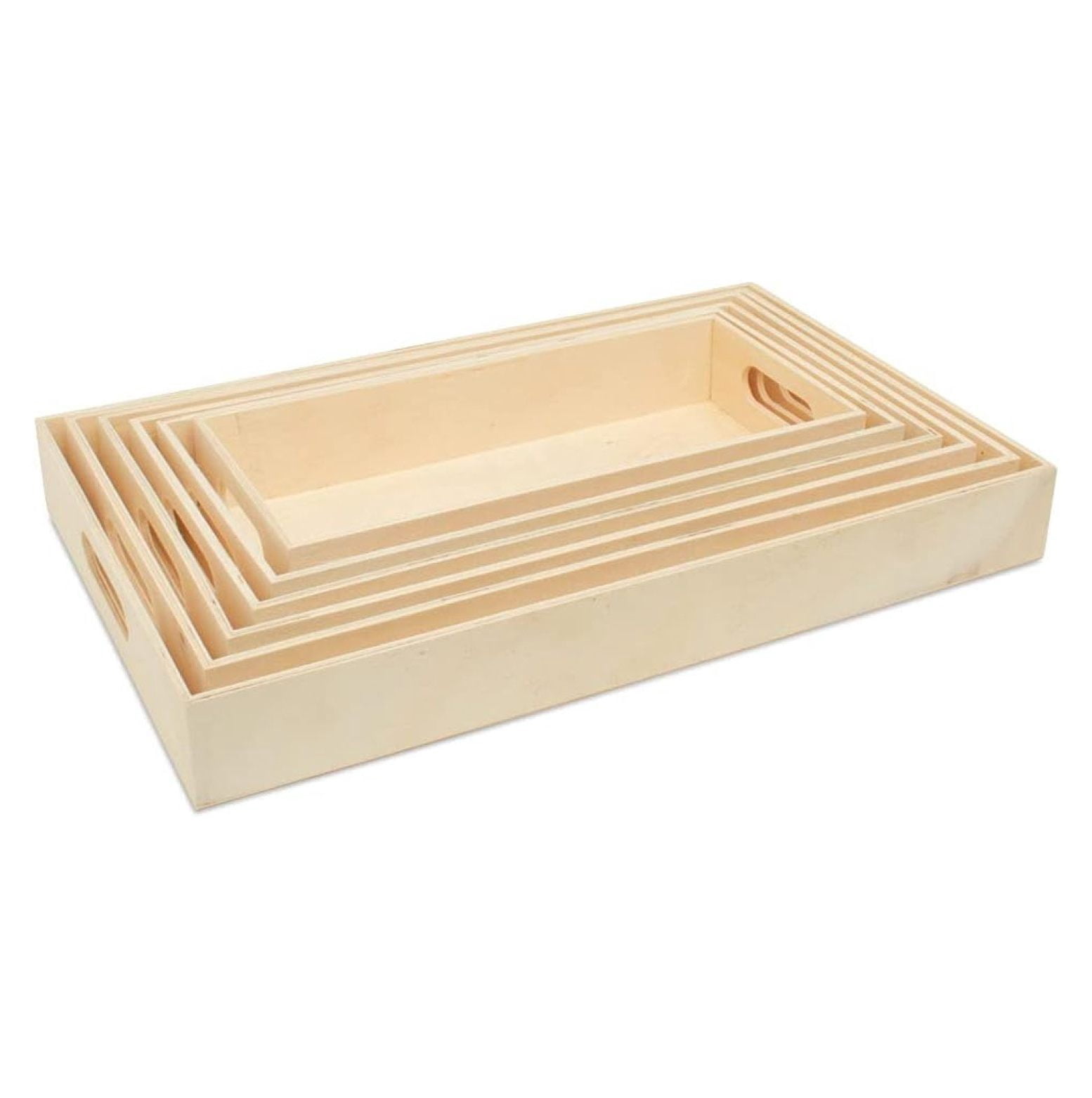 Unfinished Wood Nesting Trays with Handles, 2 Sets of 6 Trays for ...