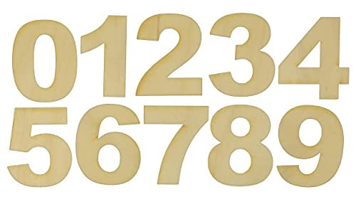 Unfinished Wood Number Set (0-9) in The Arial Font, Available in a ...