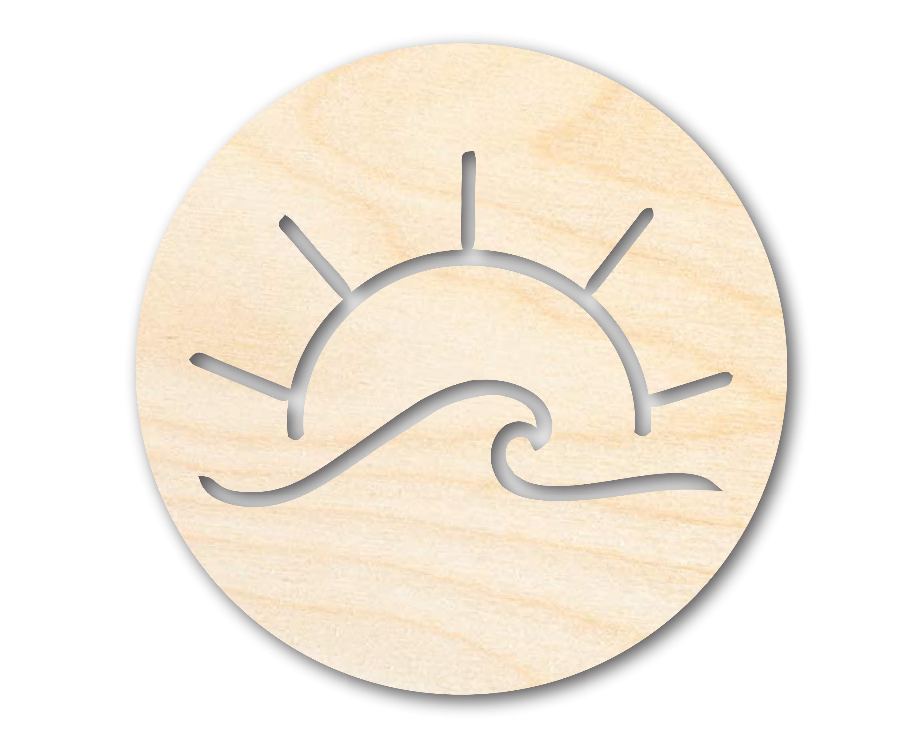 Unfinished Wood Ocean Wave and Sun Cutout Shape | DIY Craft Cutout | up ...