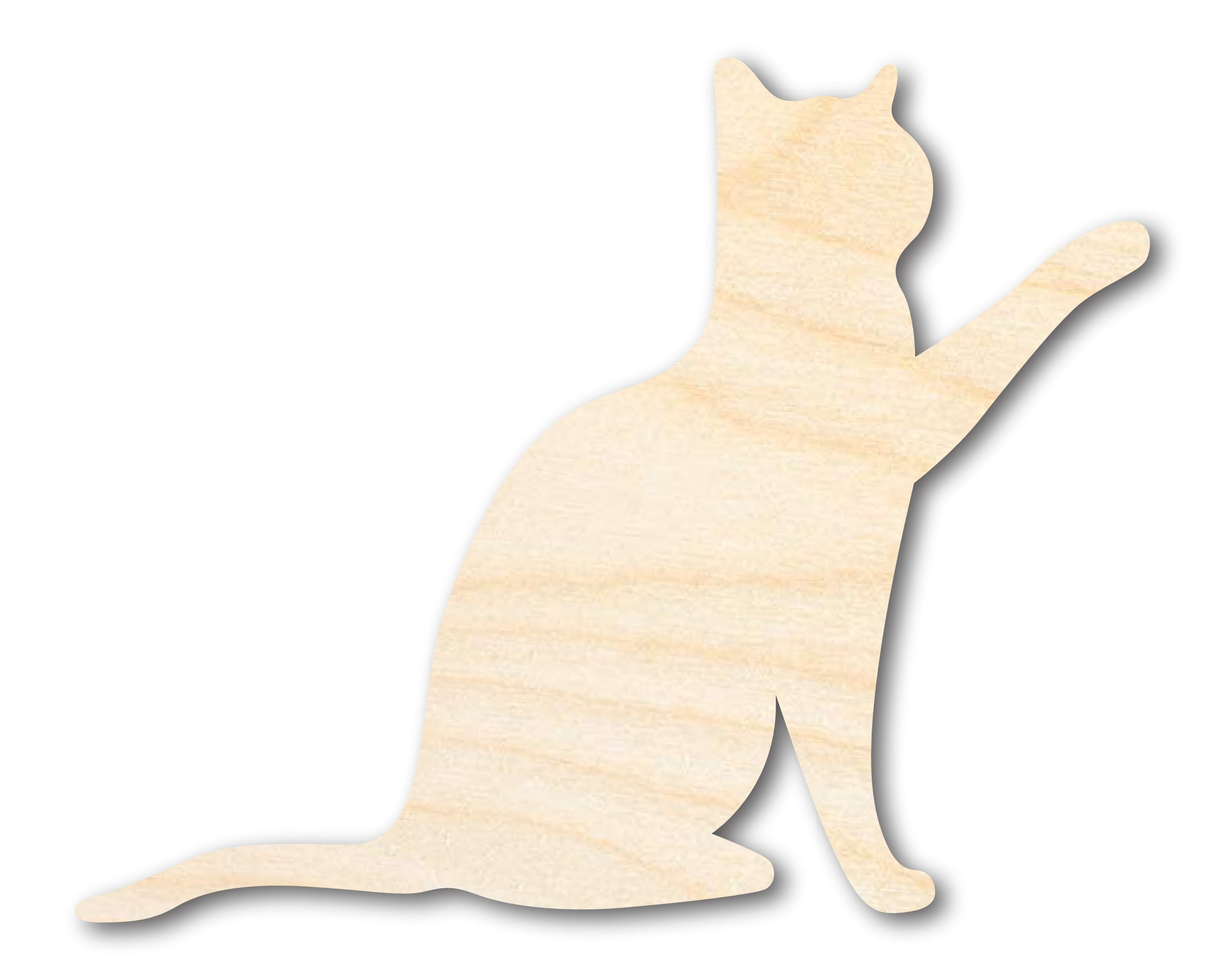 Unfinished Wood Pawing Cat Shape | Craft Cutout | up to 46" DIY 7" / 1/ ...