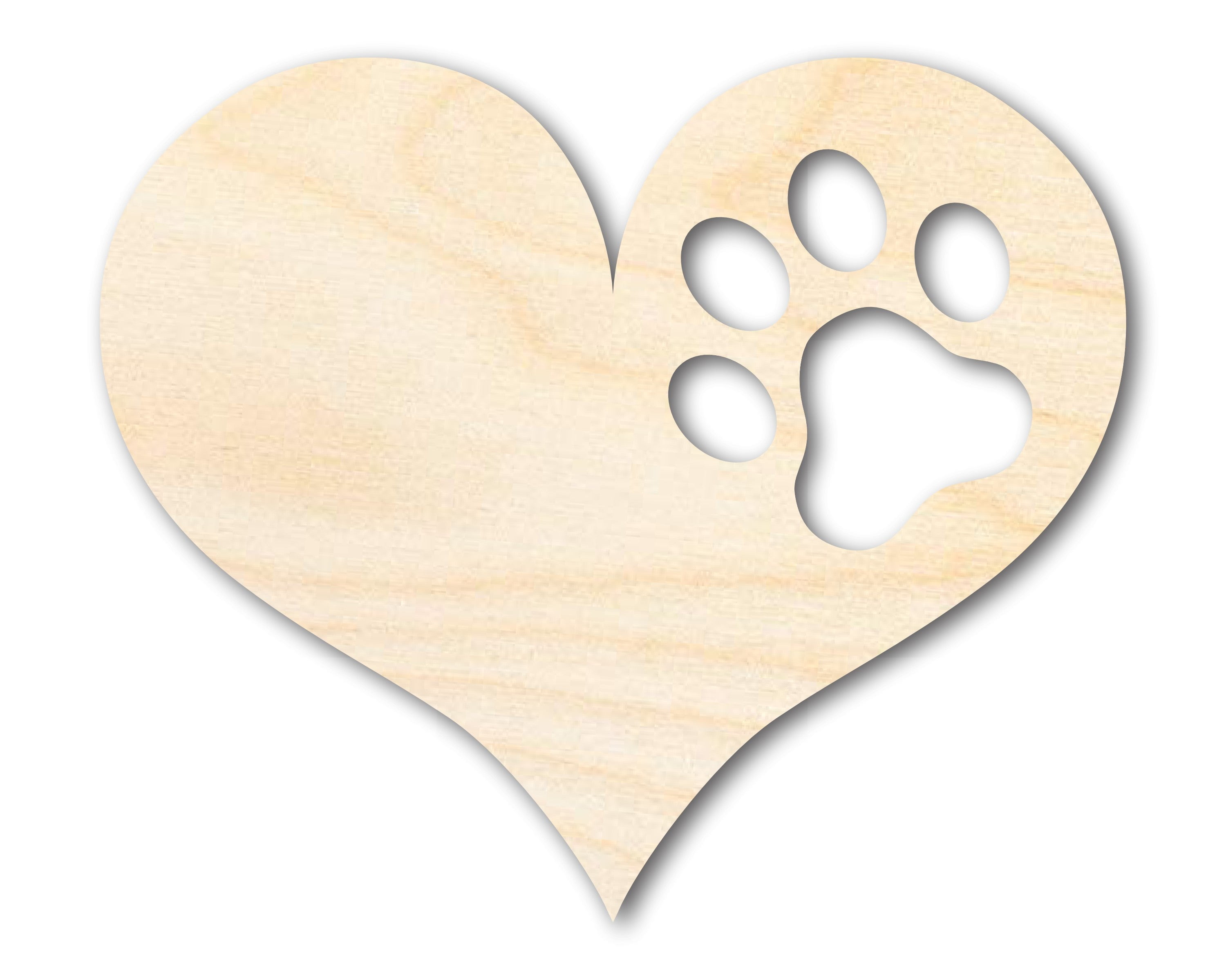 Unfinished Wood Pawprint Heart Shape | Valentine's Day | Pet | DIY ...