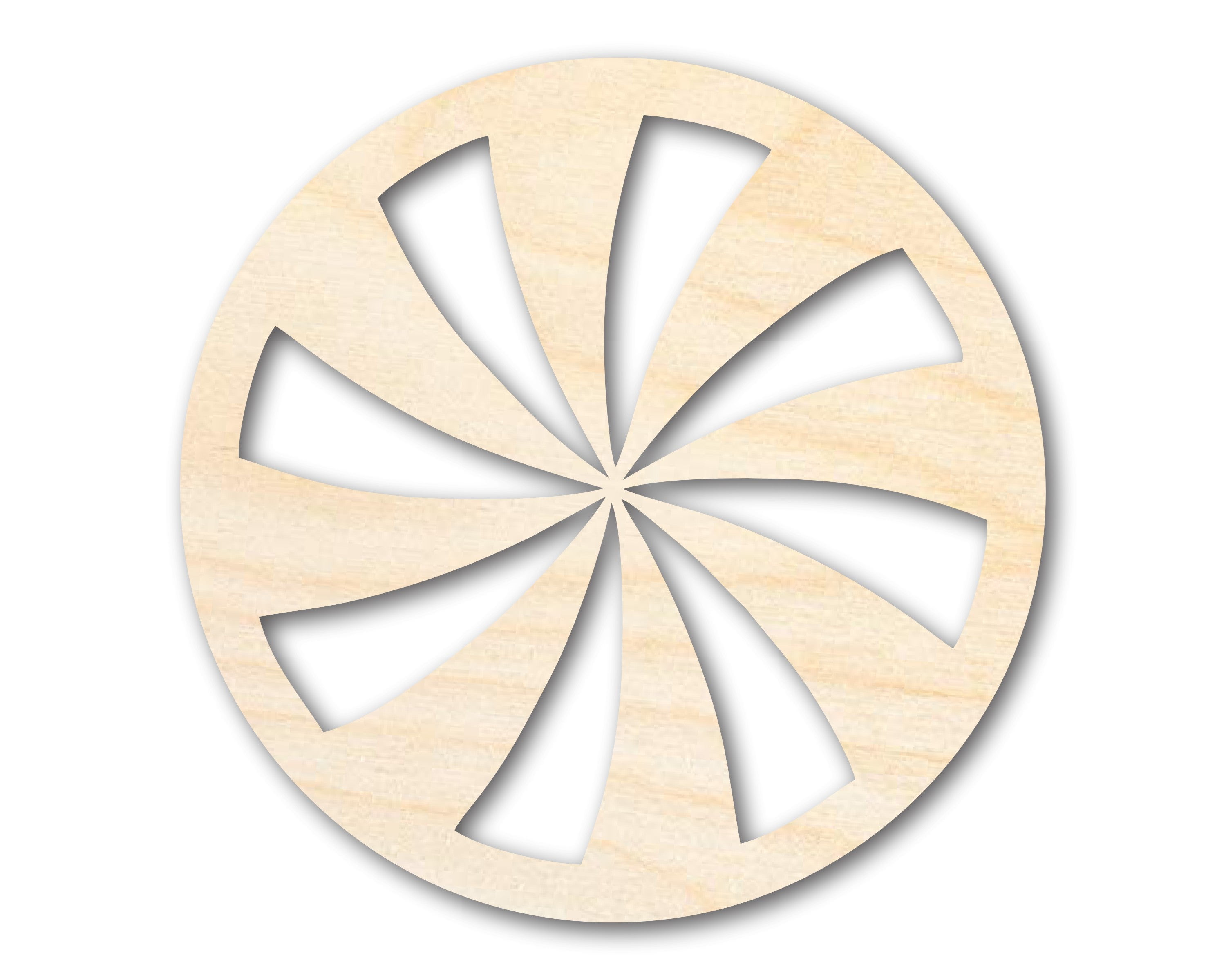 Unfinished Wood Peppermint Candy Shape - Craft - up to 46" 5" / 1/4 ...