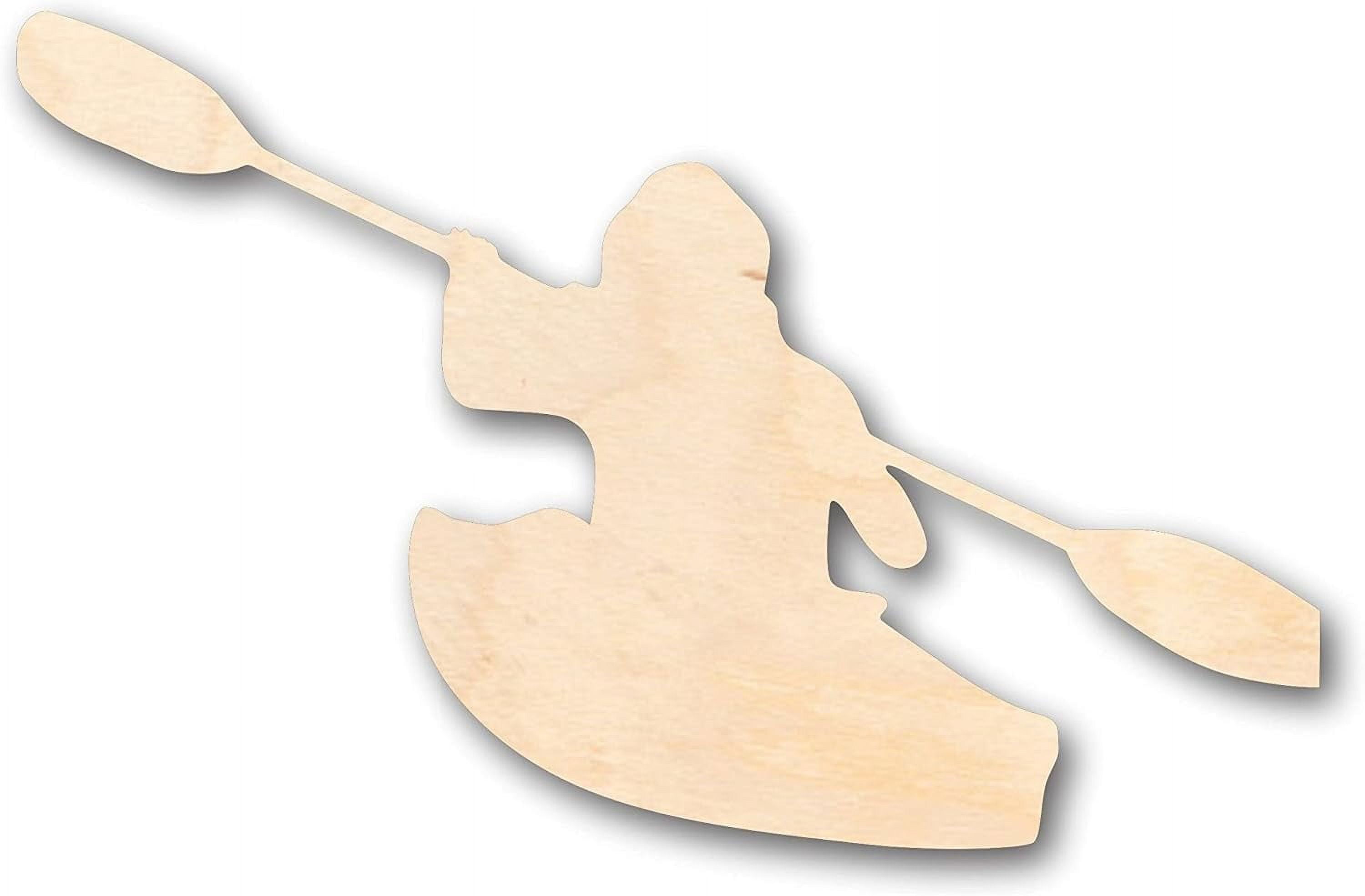 Unfinished Wood Person Kayaking Shape - Craft - up to 36" DIY 46" / 3/4 ...