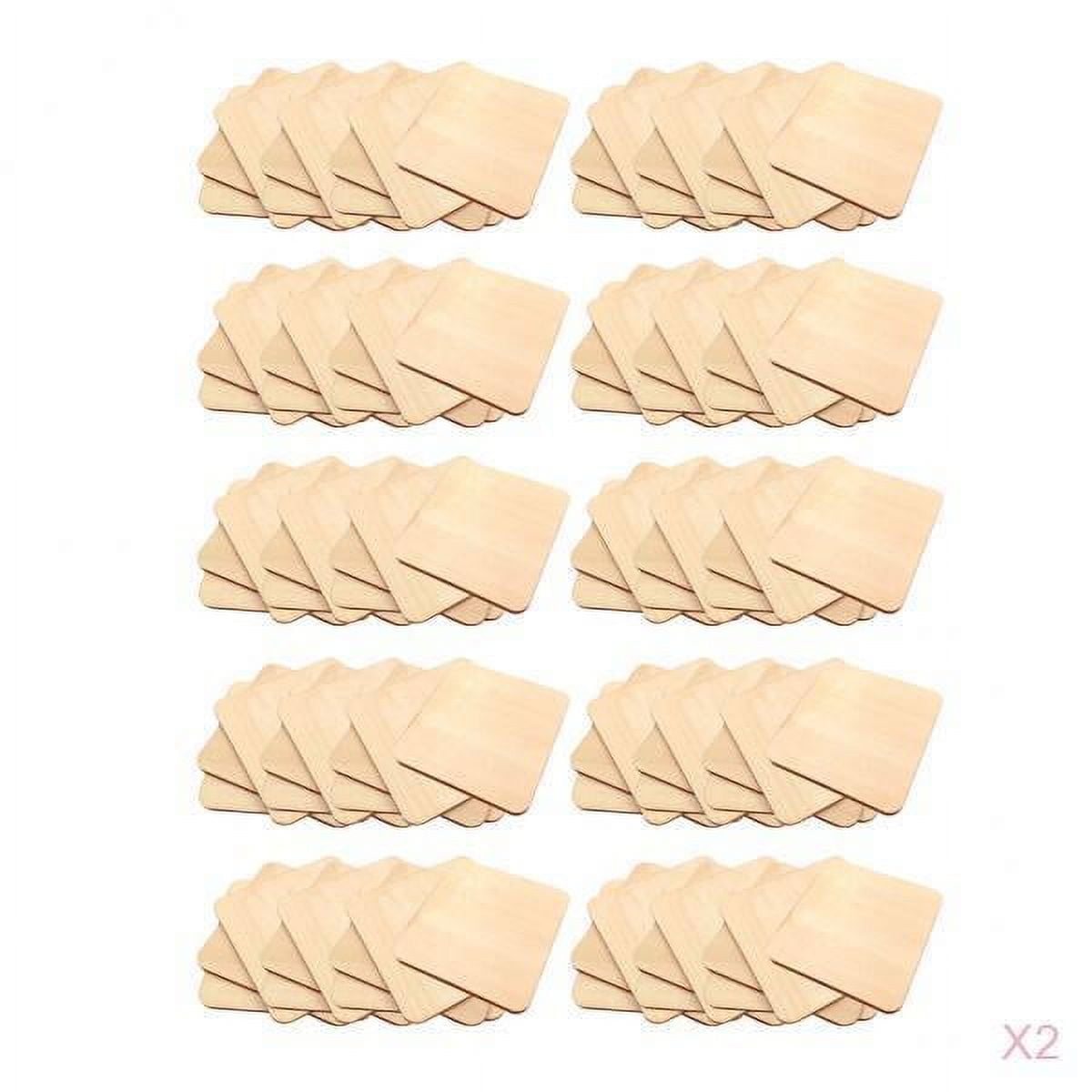 Unfinished Wood Pieces - 200-Pack Wooden Squares Cutout Tiles, Rustic ...