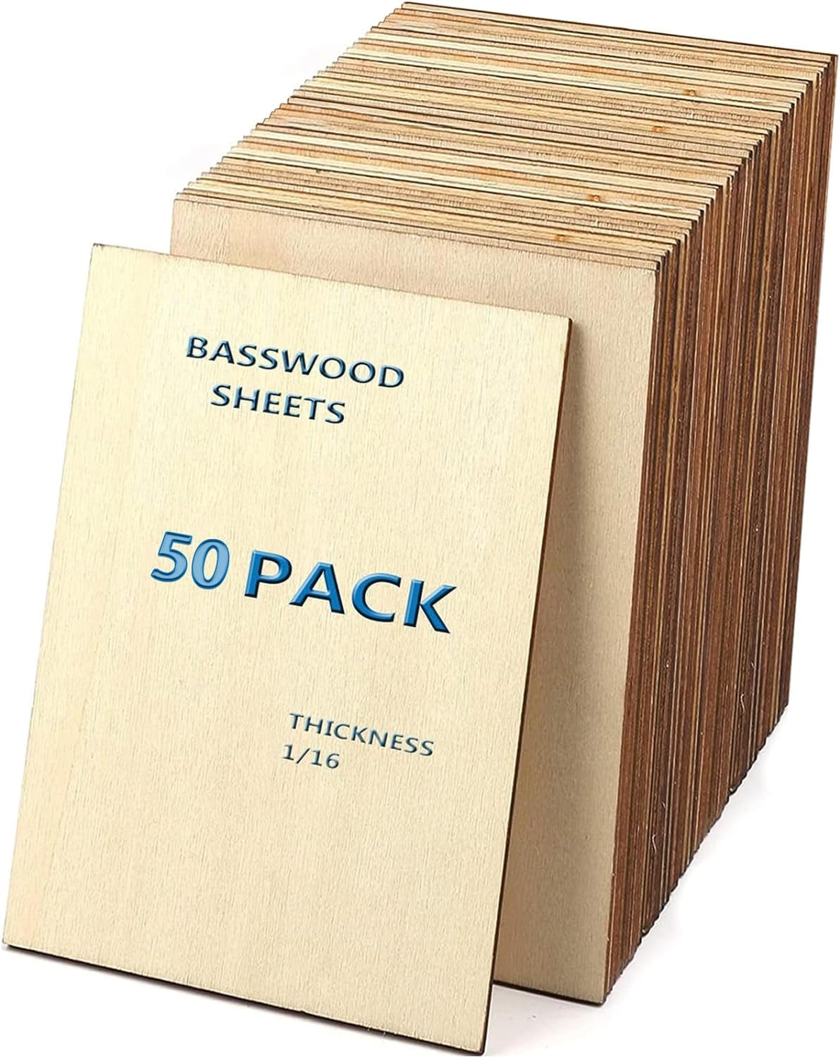 Unfinished Wood Pieces,50Pcs Basswood Sheets 1/16,Thin Plywood Wood ...