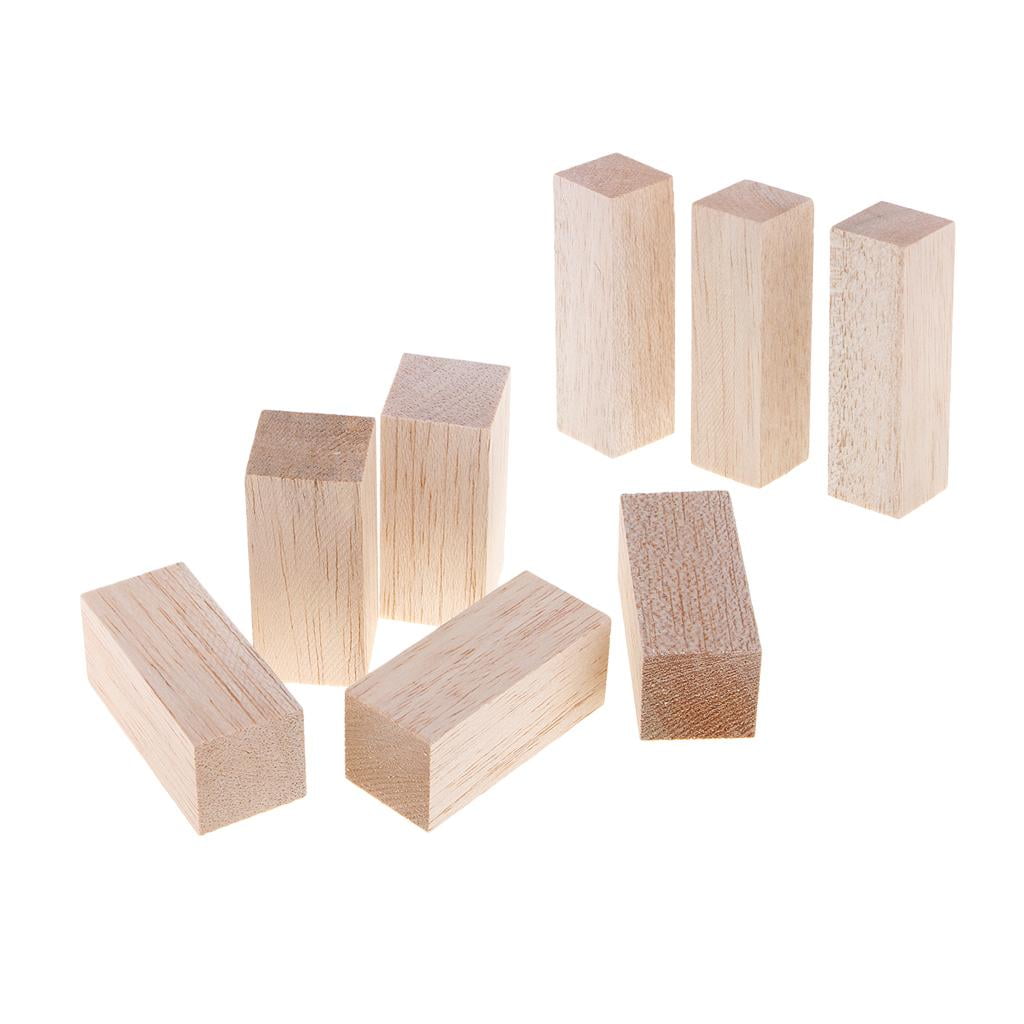 Unfinished Wood Pieces 8 Pcs 4 Rectangle Blank Wood Blocks Natural ...
