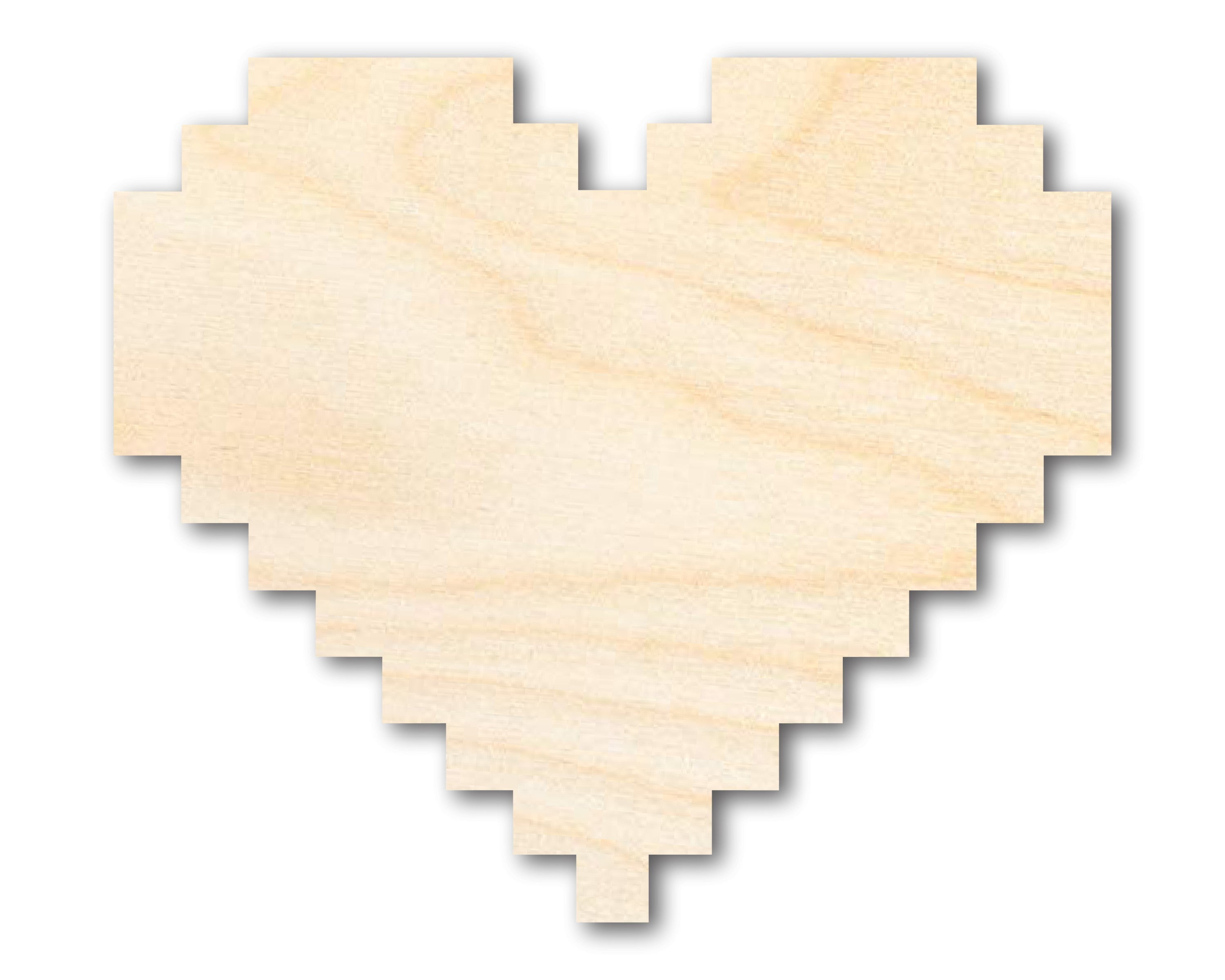 Unfinished Wood Pixel Heart Shape | DIY Craft Cutout 3" / 1/2 ...