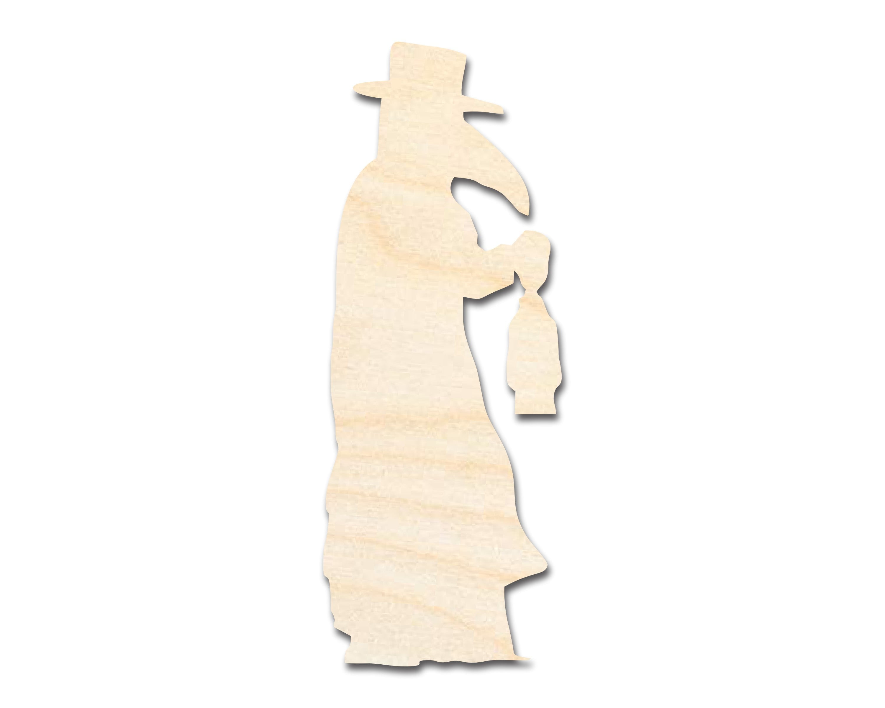 Unfinished Wood Plague Doctor With Lantern Shape | DIY Craft Cutout ...