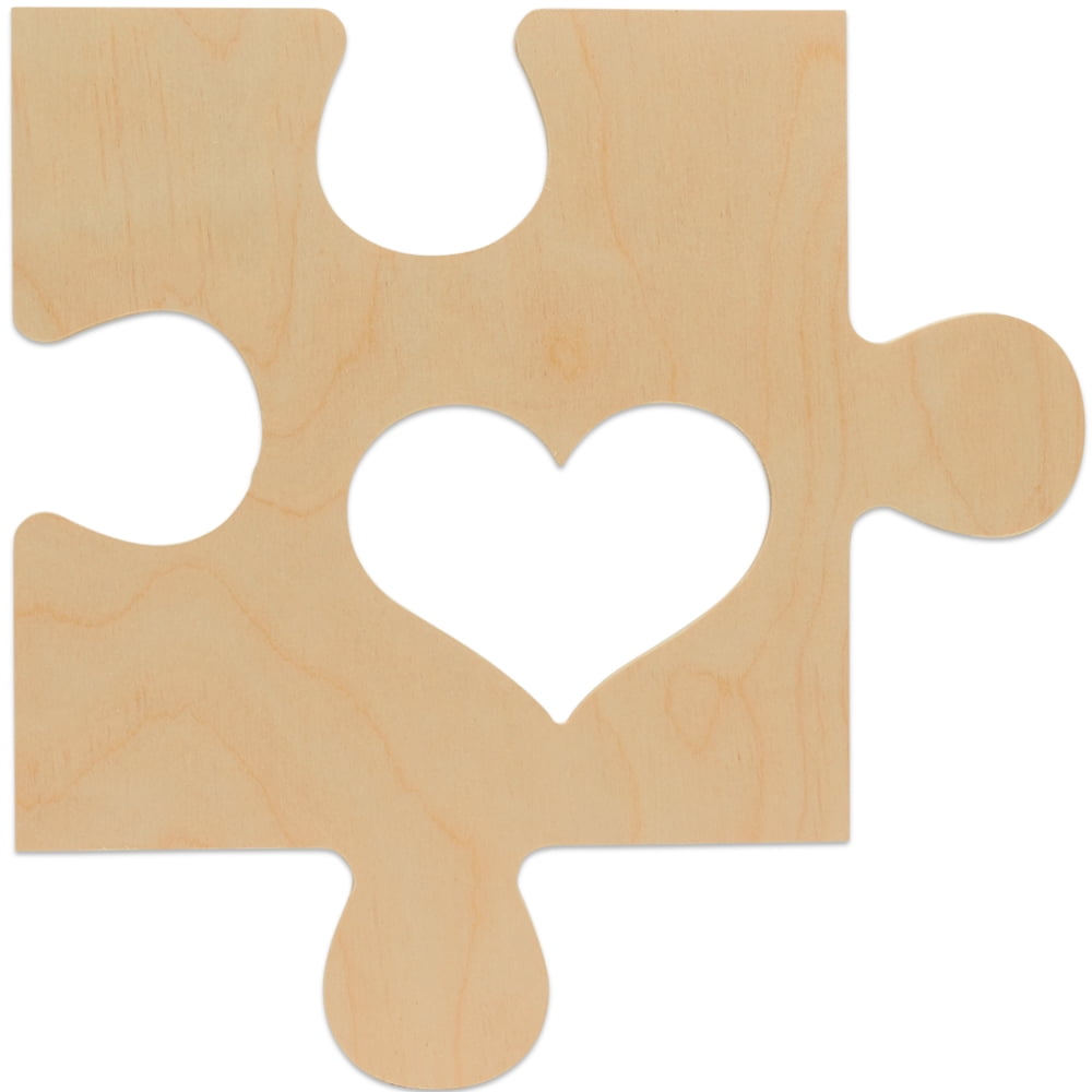 Unfinished Wood Puzzle Piece Heart Shaped Picture Frame, 12 x 12 Inches ...