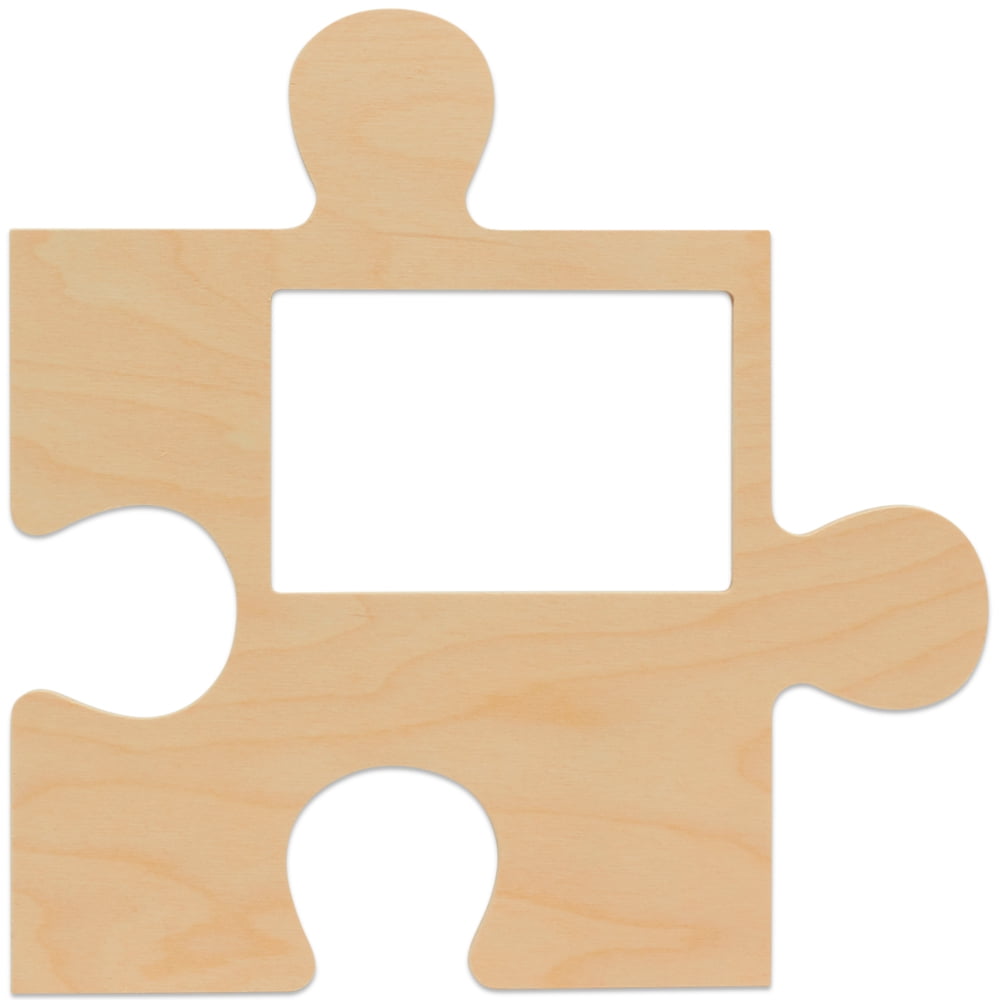 Unfinished Wood Puzzle Piece Picture Frame, 12 x 12 Inches with 4x6 ...
