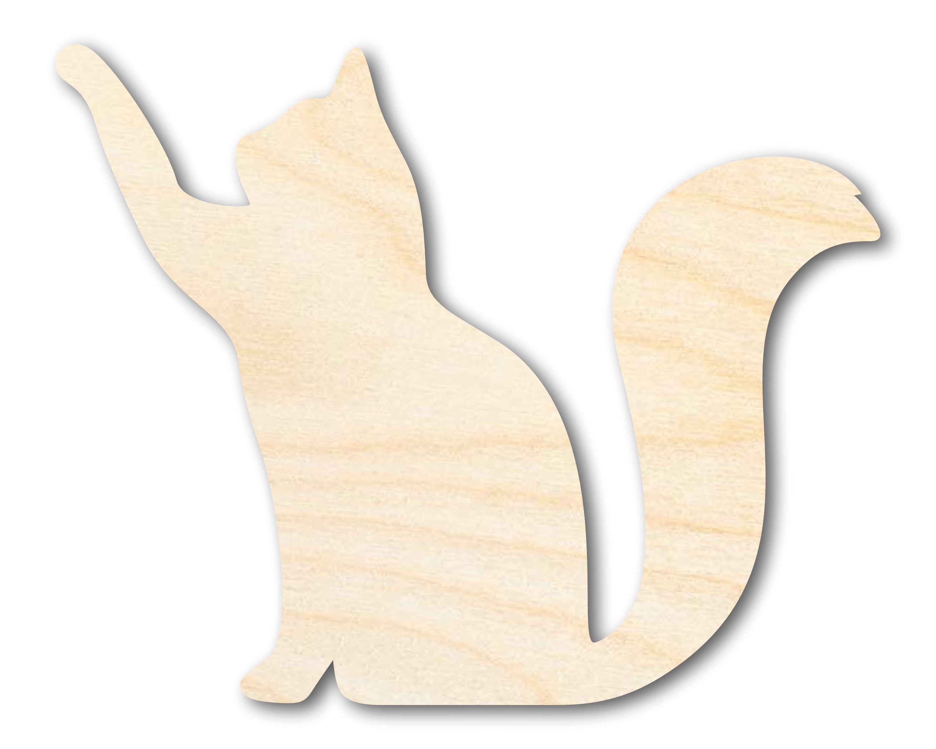 Unfinished Wood Reaching Cat Shape - Cat Craft - up to 46" DIY 16" / 1/ ...
