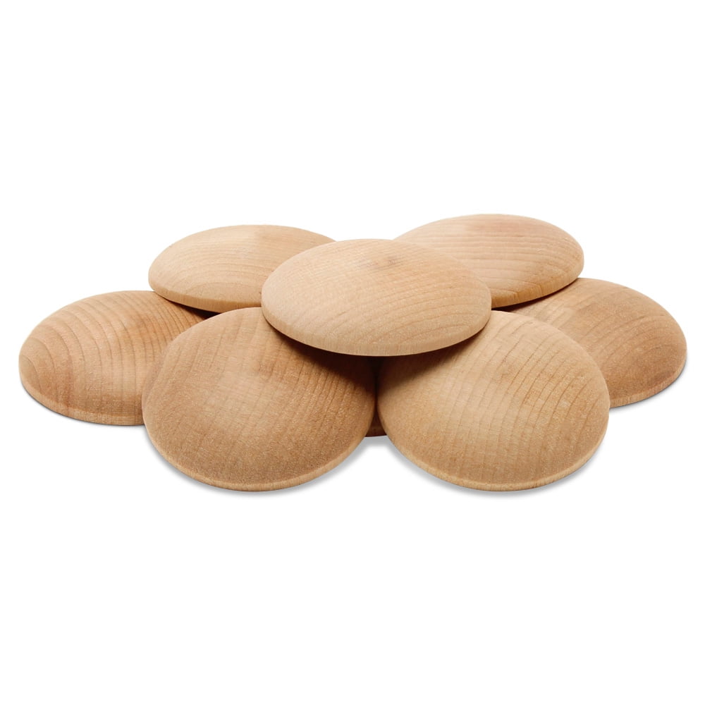 Unfinished Wood Round Discs 1-1/2 inch, Pack of 25 Domed Wooden Circles ...