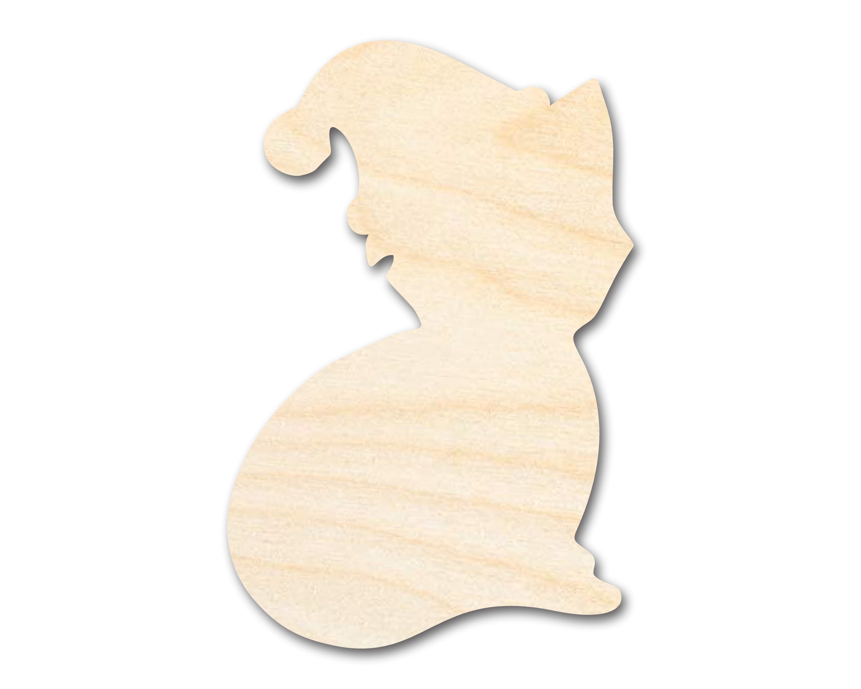 Unfinished Wood Santa Hat Cat Shape | DIY Christmas Craft Cutout | up ...