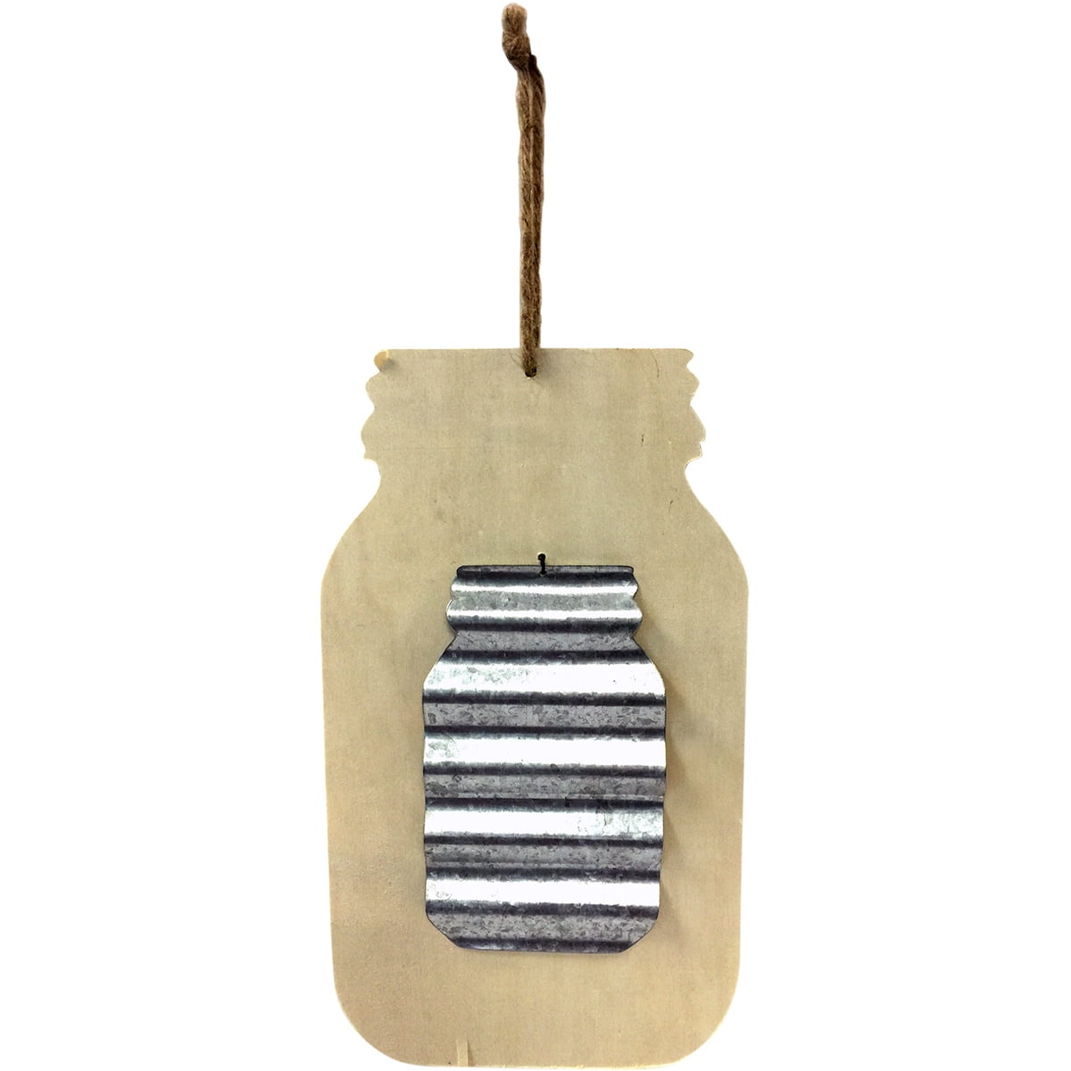 Unfinished Wood Shape W/Corrugated Metal-Mason Jar - Walmart.com