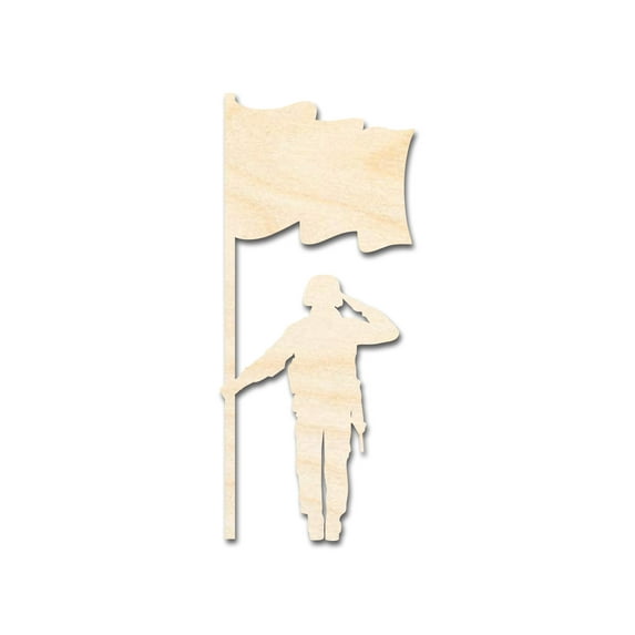 Unfinished Wood Soldier With Flag Shape | DIY Craft Cutout | up to 46 ...