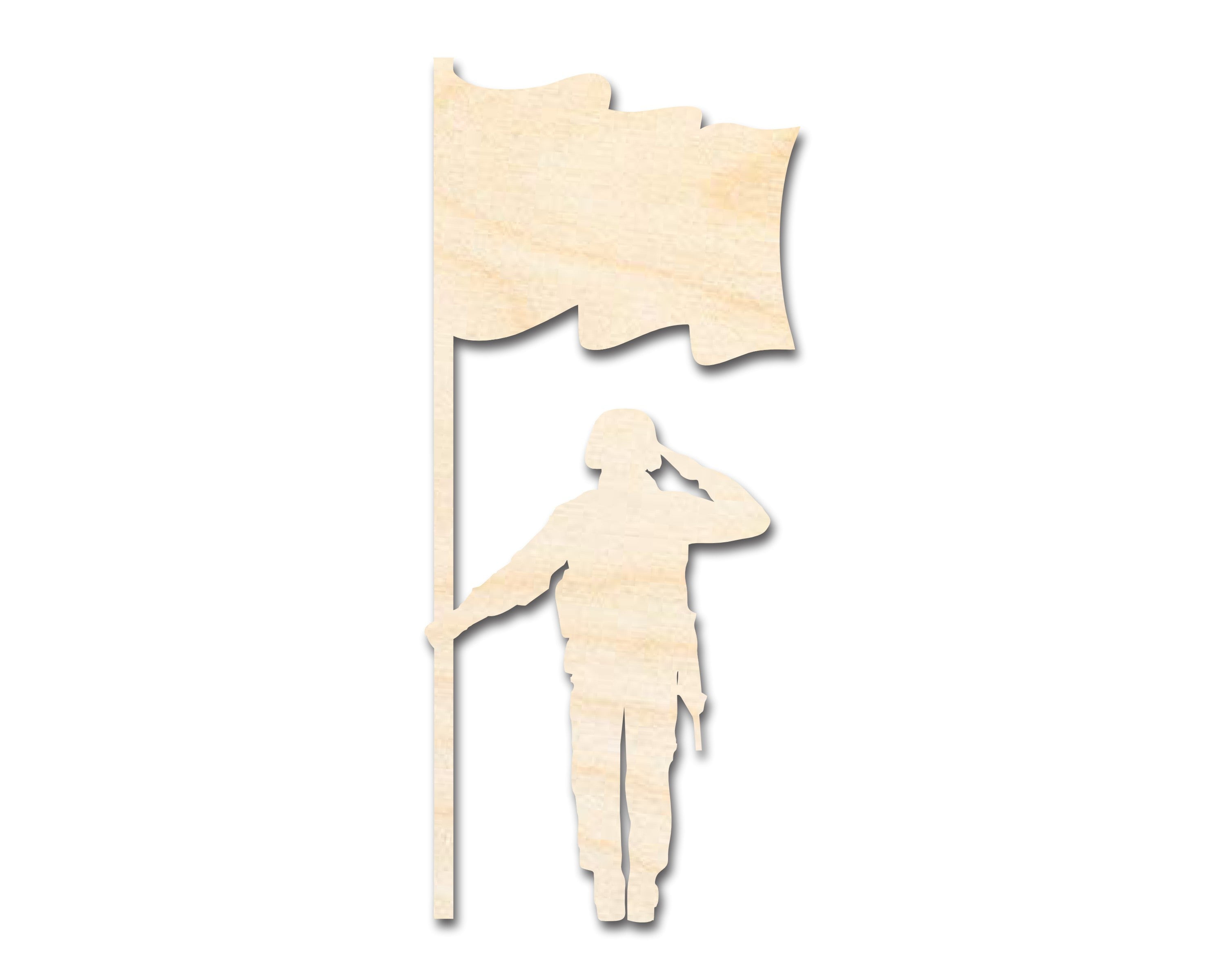 Unfinished Wood Soldier With Flag Shape | DIY Craft Cutout | up to 46 ...