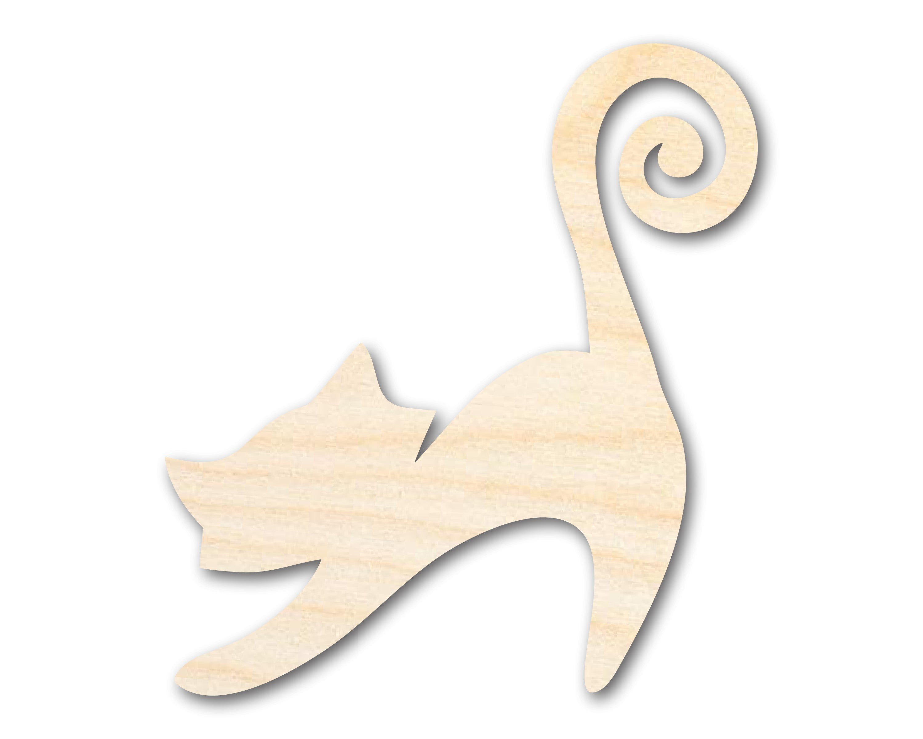 Unfinished Wood Swirly Cat Shape - Craft - up to 46" 7" / 1/2 ...