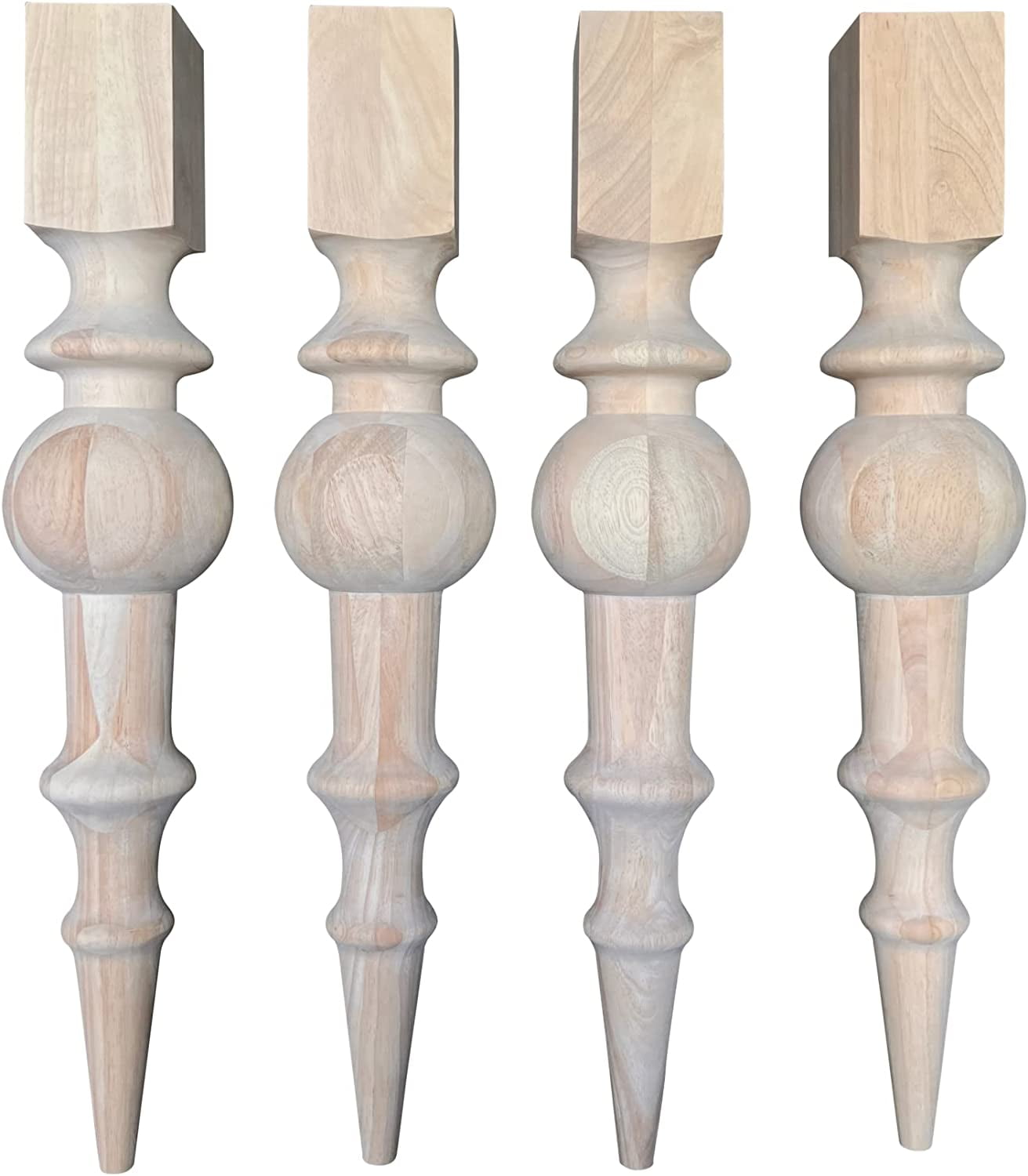 Unfinished Wood Table Legs (Set of 4), Maple Family Parawood Hardwood ...