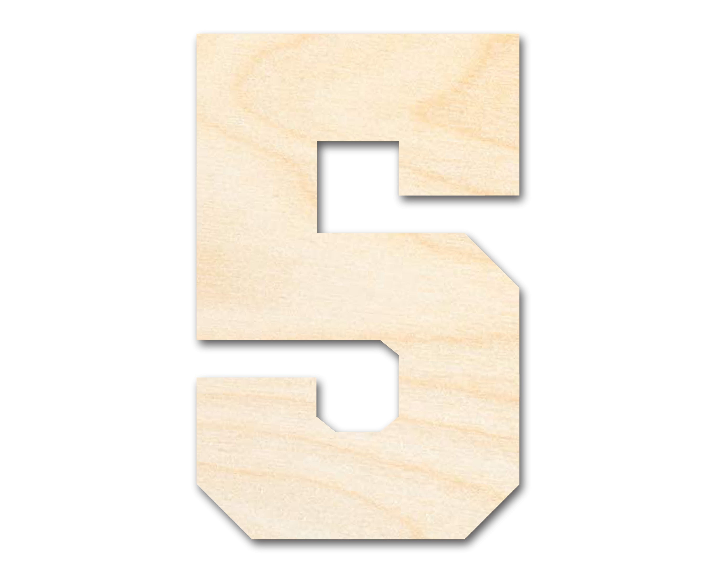Unfinished Wood Varisty Number Five Shape | DIY Craft Cutout | up to 46 ...