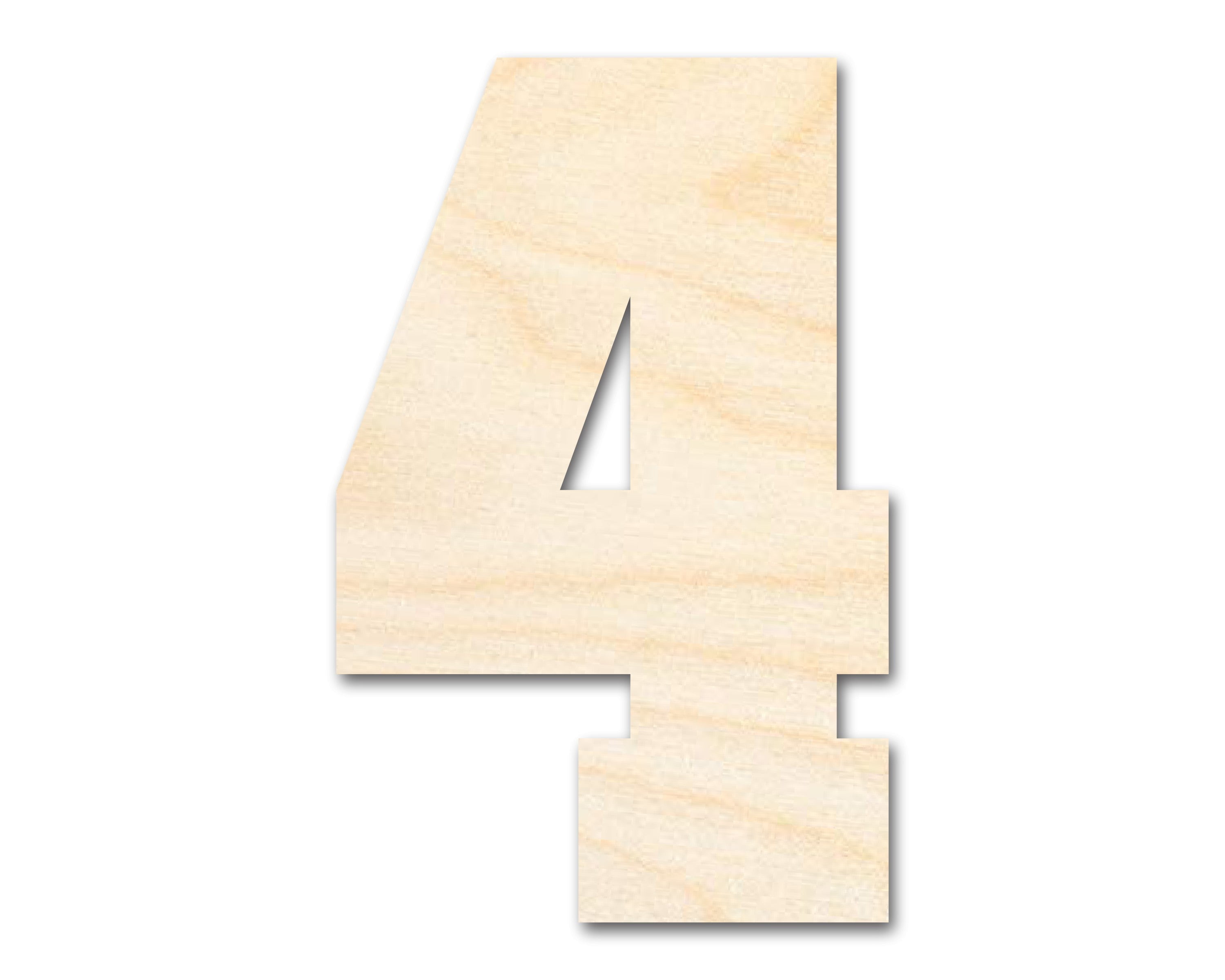 Unfinished Wood Varisty Number Four Shape | DIY Craft Cutout 4" / 1/4 ...
