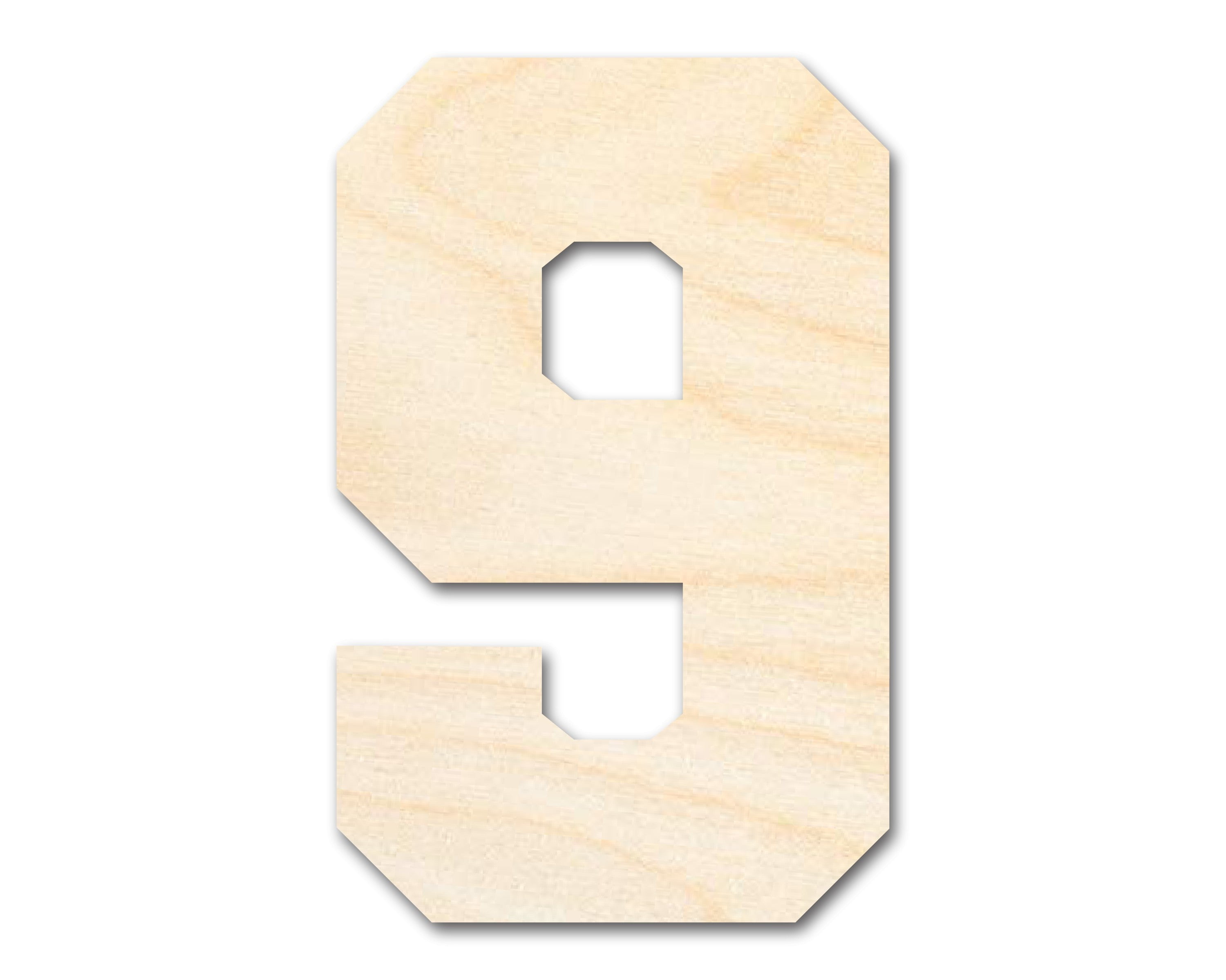 Unfinished Wood Varisty Number Nine Shape | DIY Craft Cutout | up to 46 ...