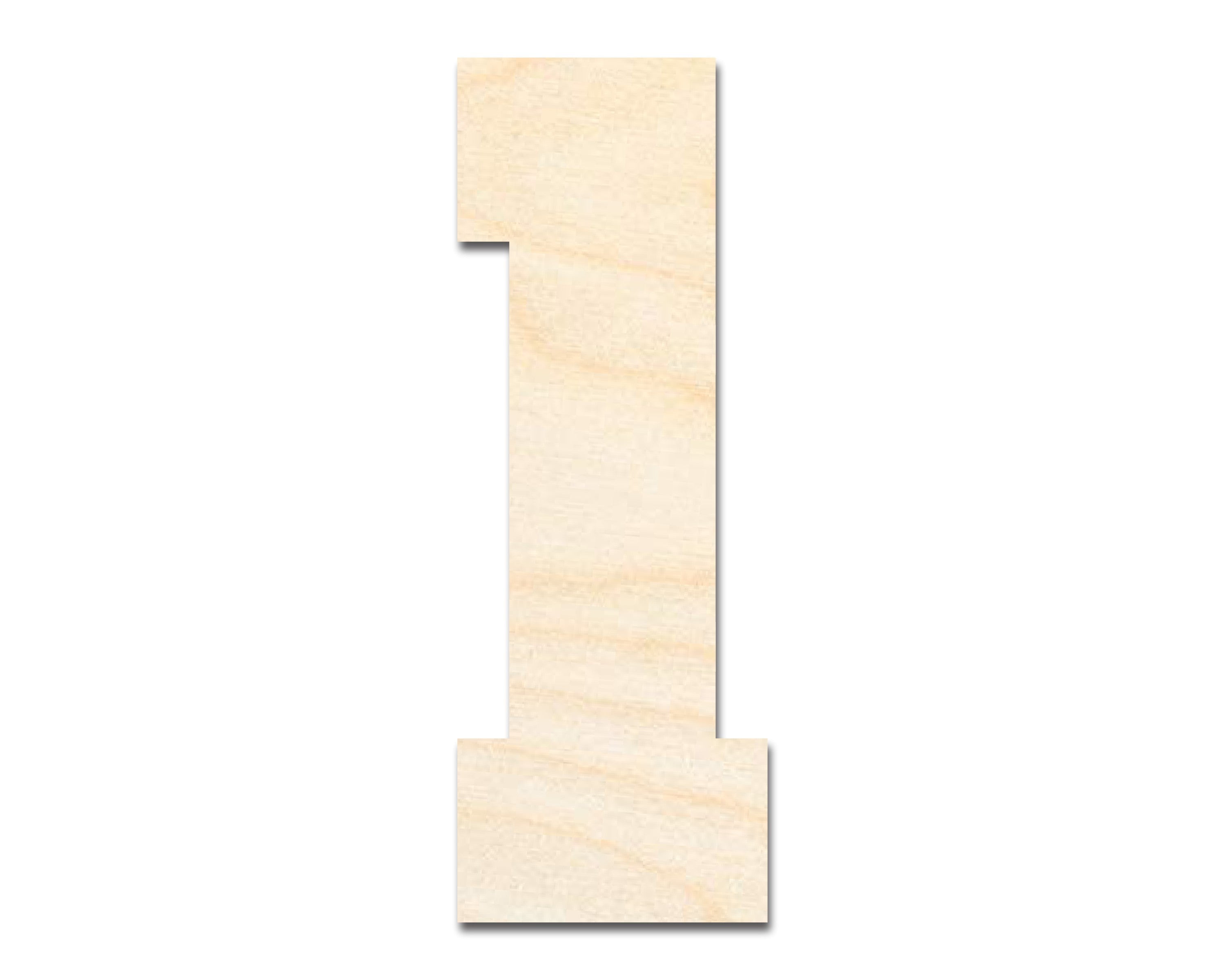 Unfinished Wood Varisty Number One Shape | DIY Craft Cutout | up to 46 ...