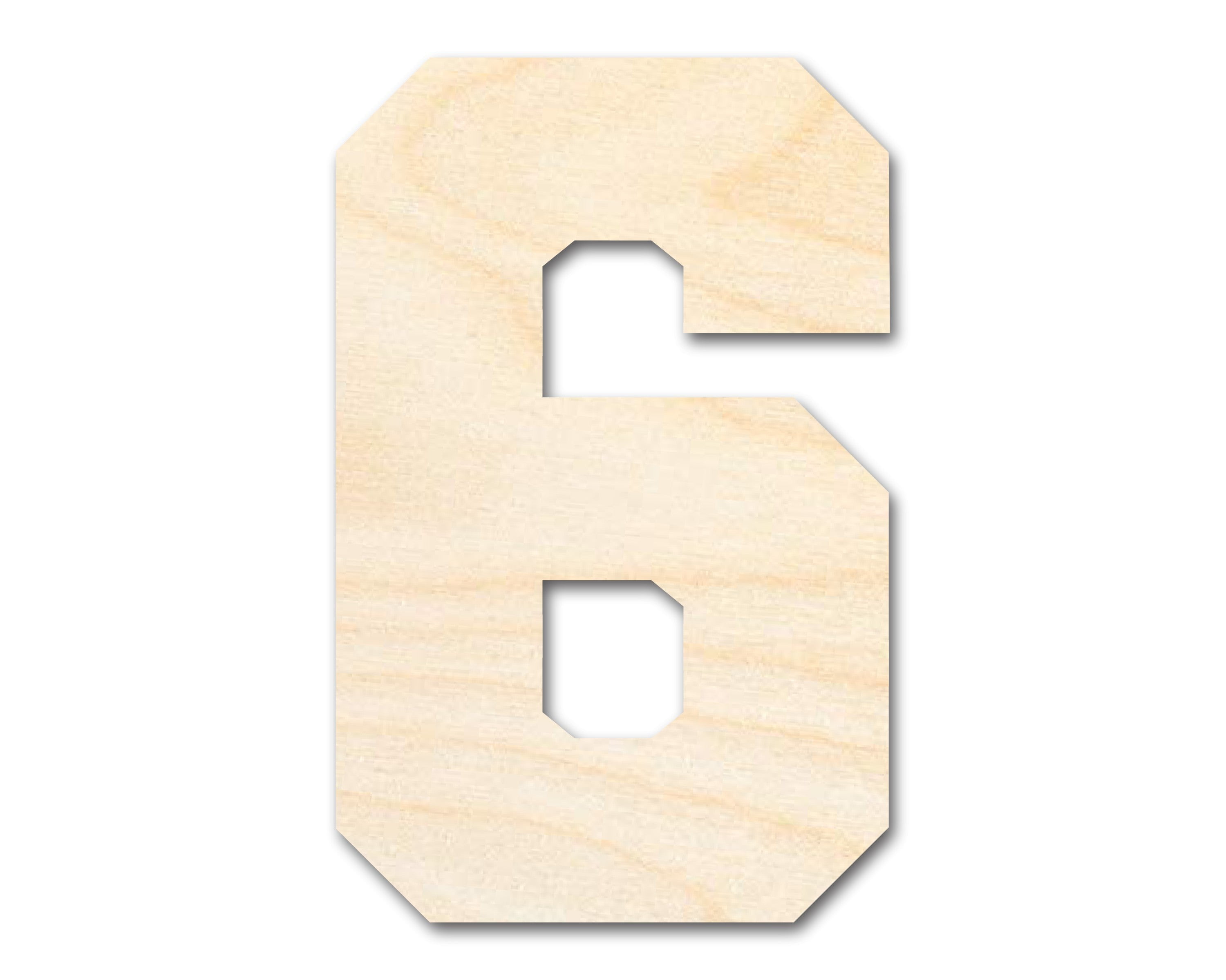 Unfinished Wood Varisty Number Six Shape | DIY Craft Cutout | up to 46 ...