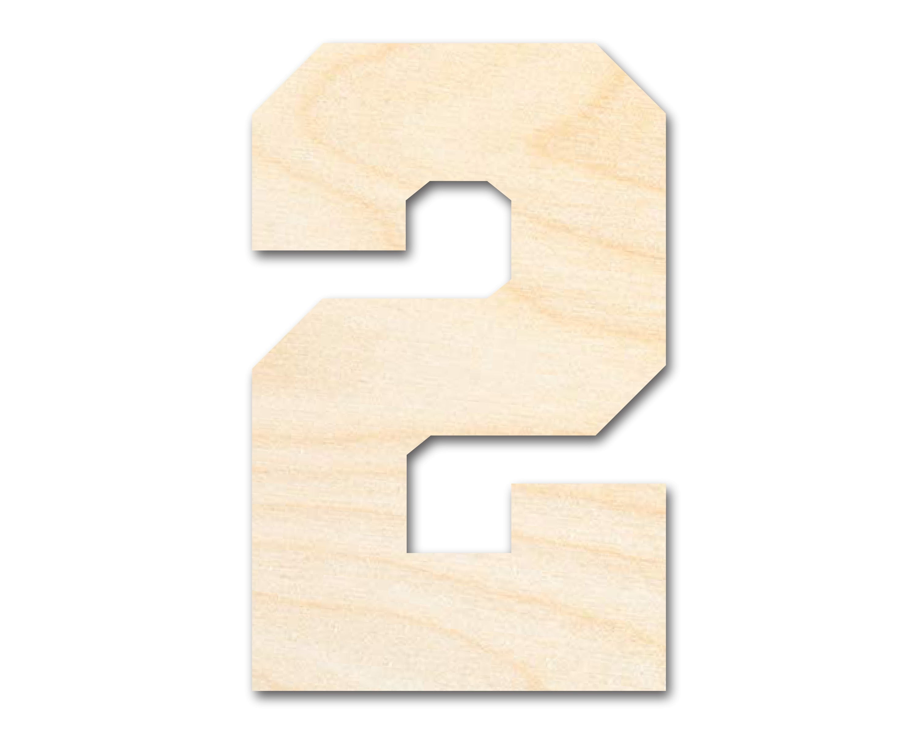 Unfinished Wood Varisty Number Two Shape | DIY Craft Cutout | up to 46 ...