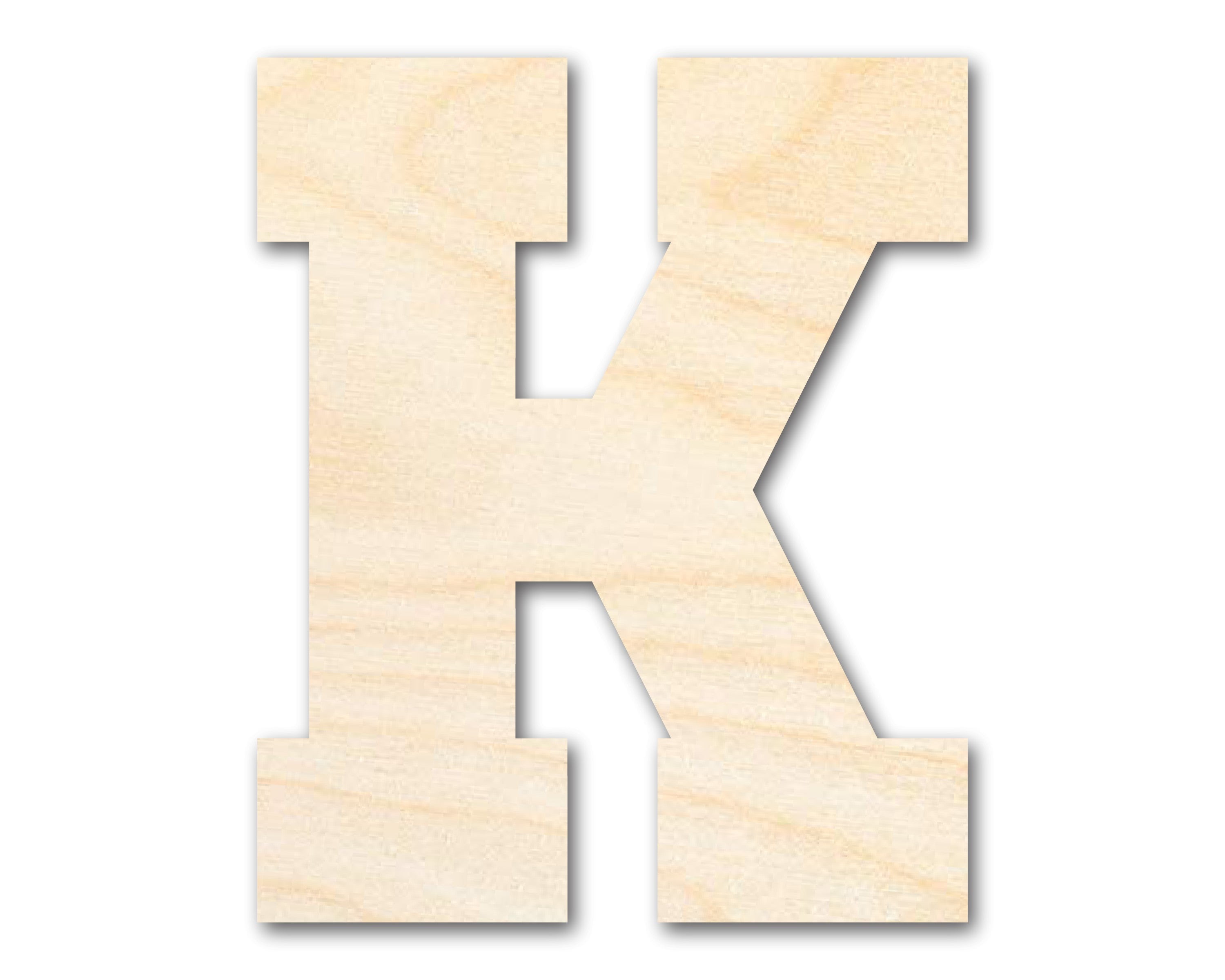 Unfinished Wood Varsity Team Font - K Shape | DIY Craft Cutout | up to 46" DIY 14" / 1/2 ...