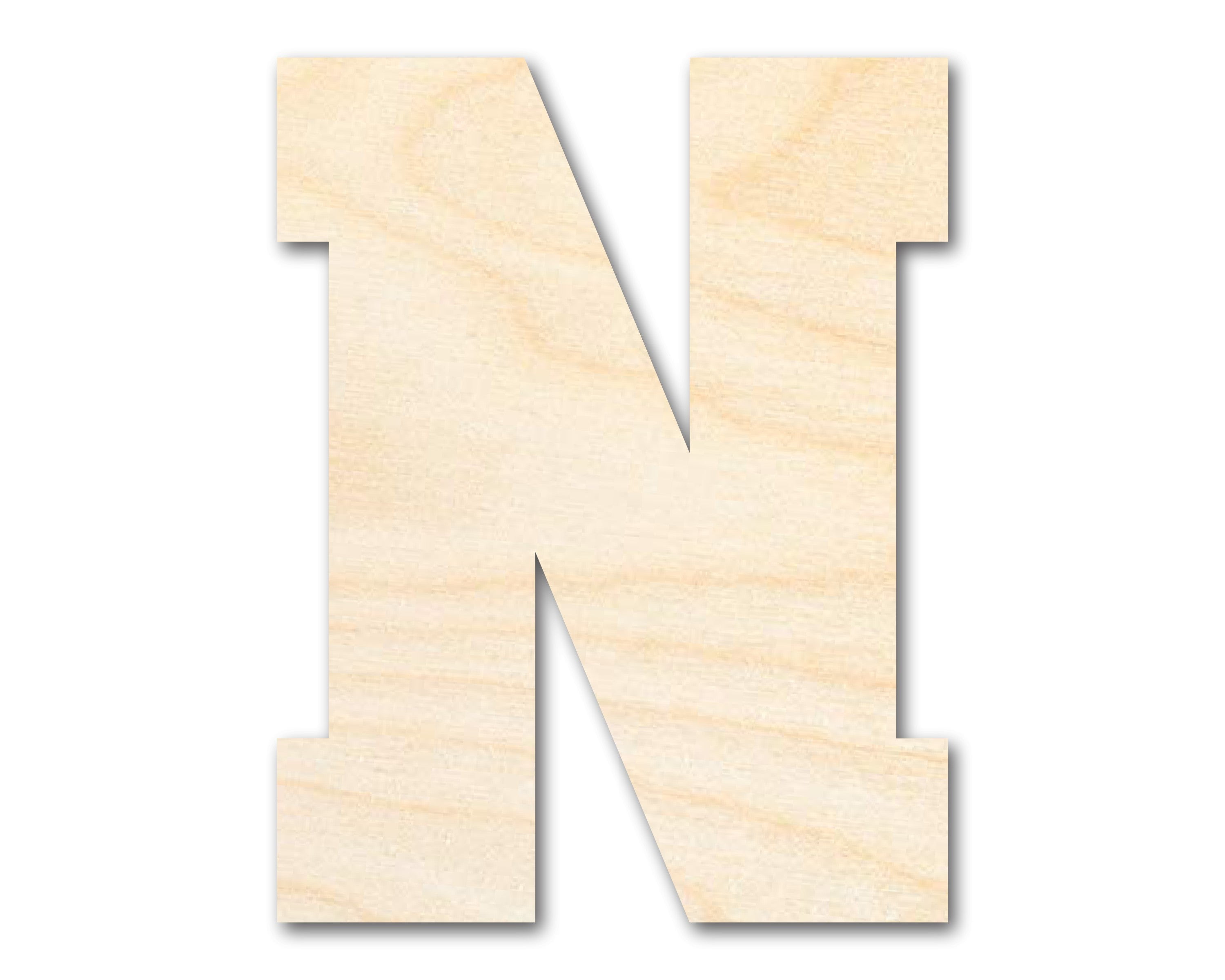 Unfinished Wood Varsity Team Font - N Shape | DIY Craft Cutout 4" / 1/4 ...