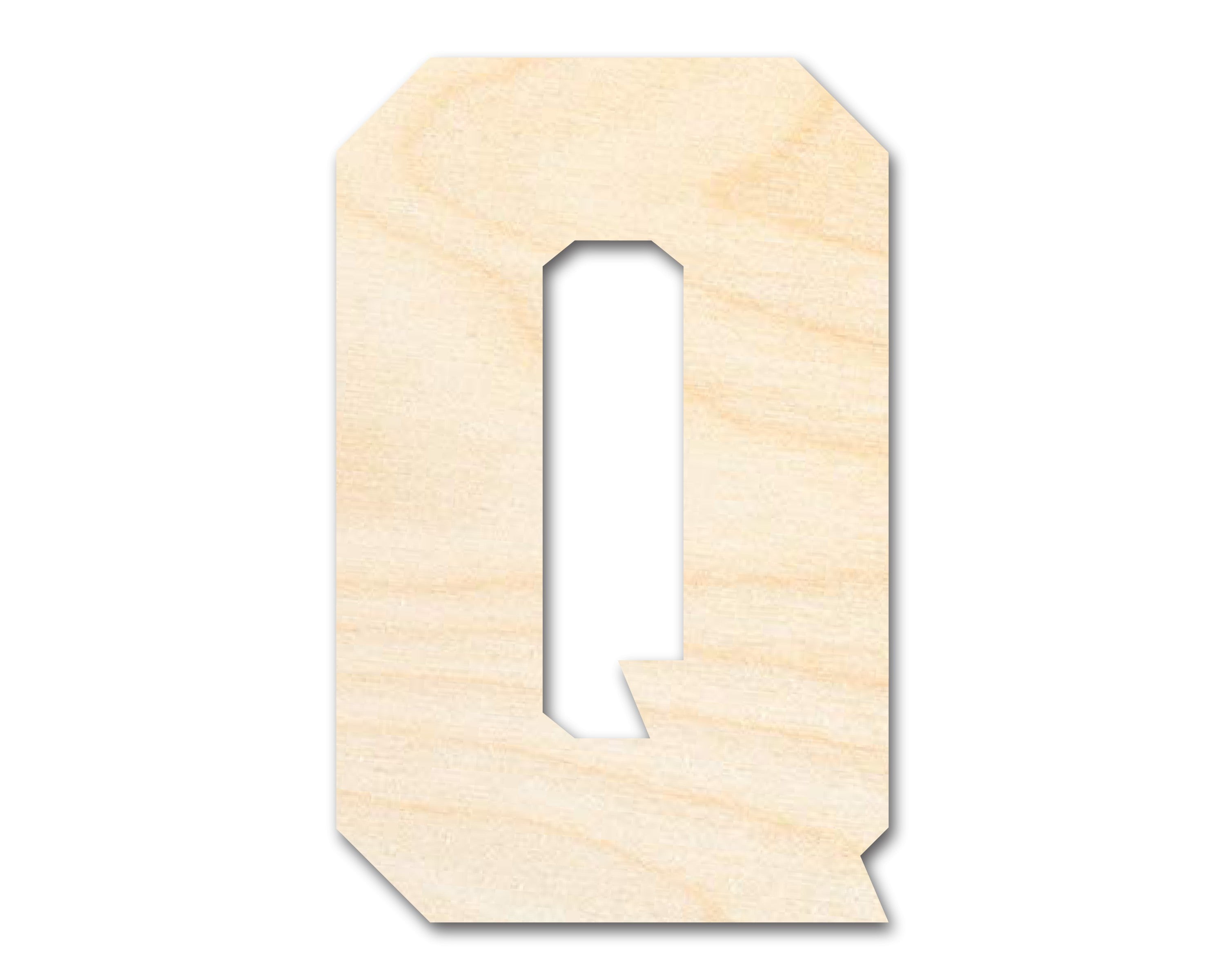 Unfinished Wood Varsity Team Font - Q Shape | DIY Craft Cutout 6" / 1/8 ...