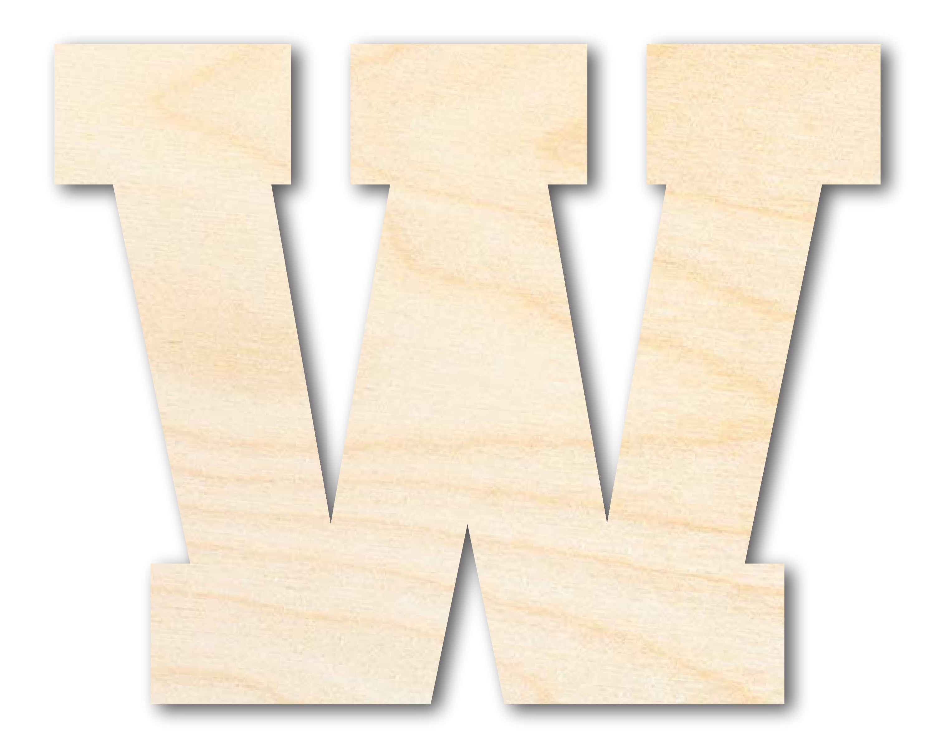 Unfinished Wood Varsity Team Font - W Shape | DIY Craft Cutout 7" / 1/8 ...
