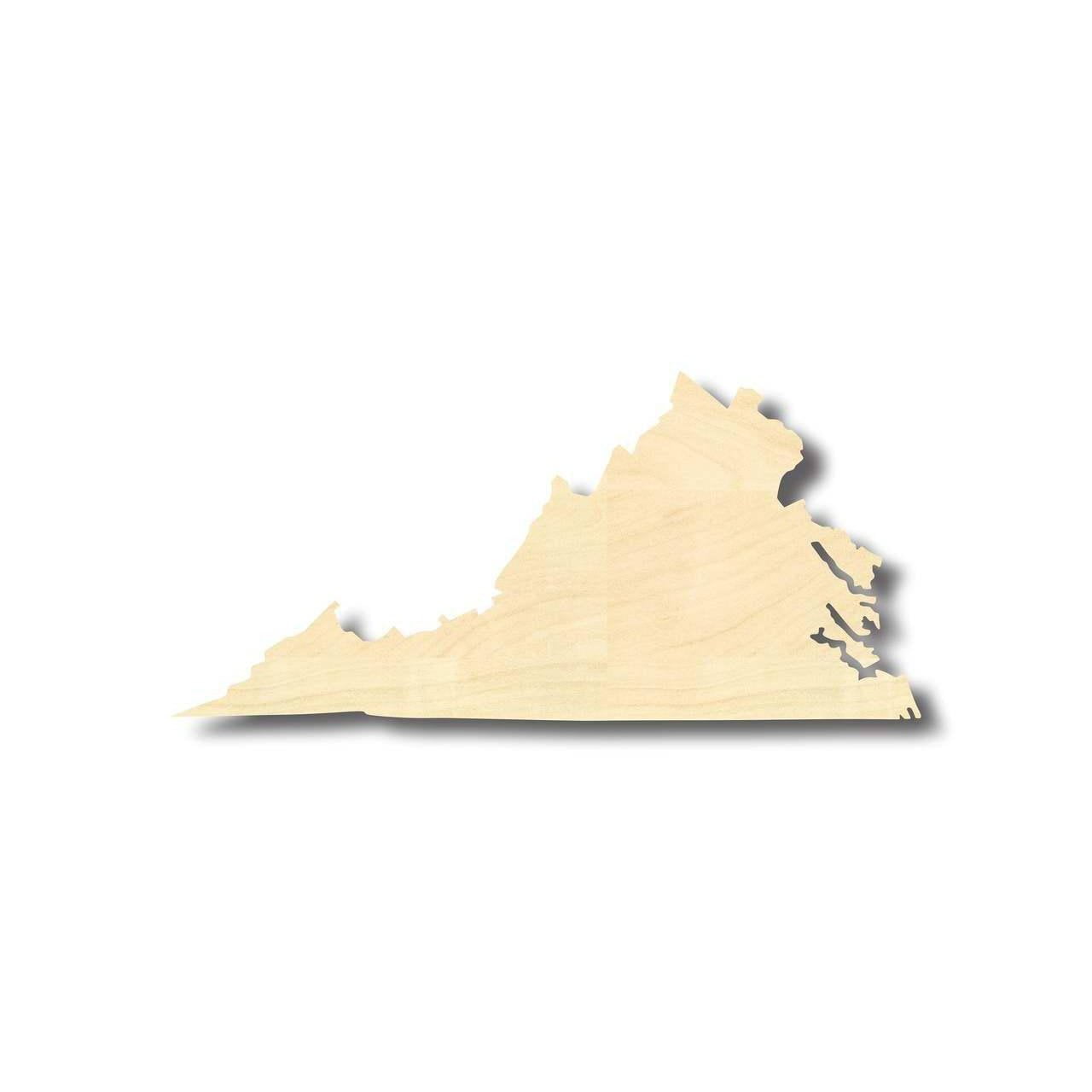 Unfinished Wood Virginia Shape - State - Craft - up to 46" DIY 5" / 1/8 ...