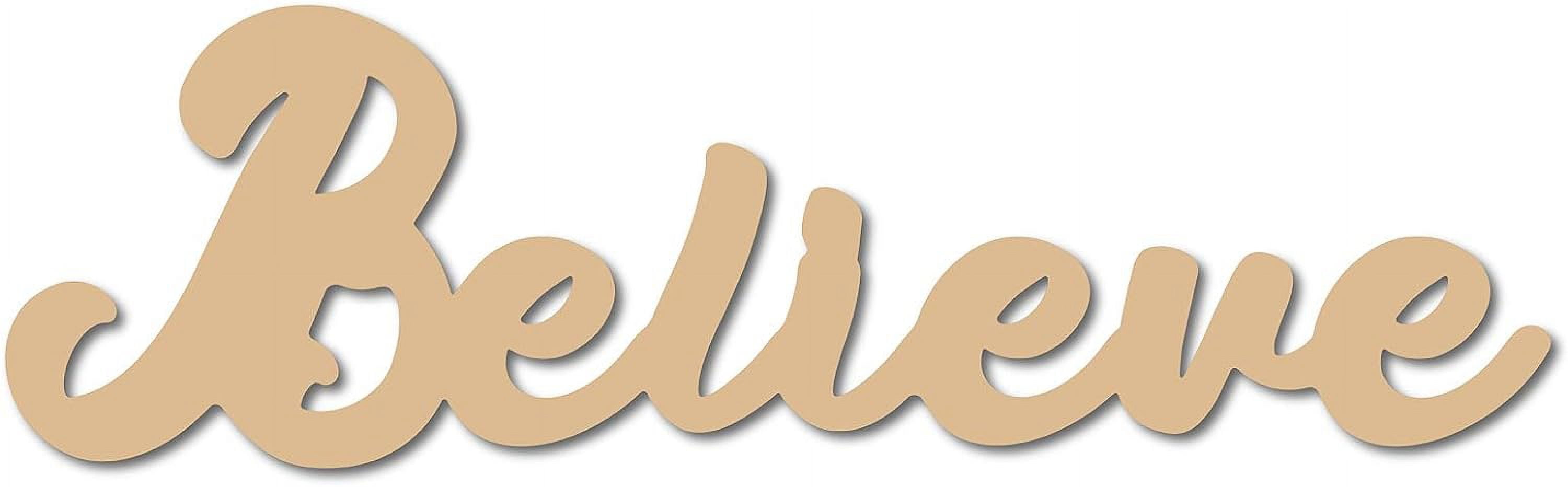 Unfinished Wood Word Cutout Sign Believe Laser Cut Wooden Crafts DIY ...