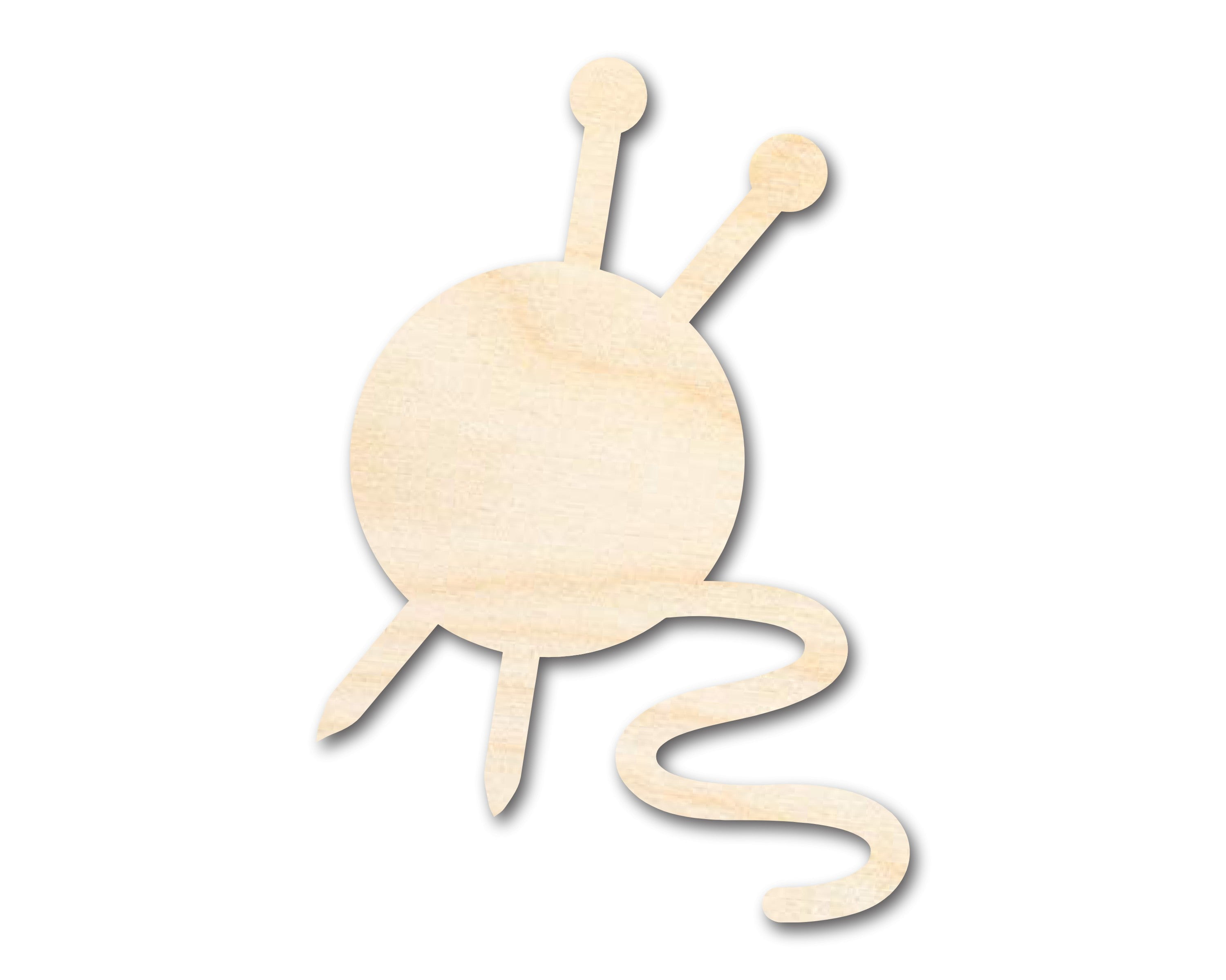 Unfinished Wood Yarn Shape | Knitting Ball and Needles Silhouette ...